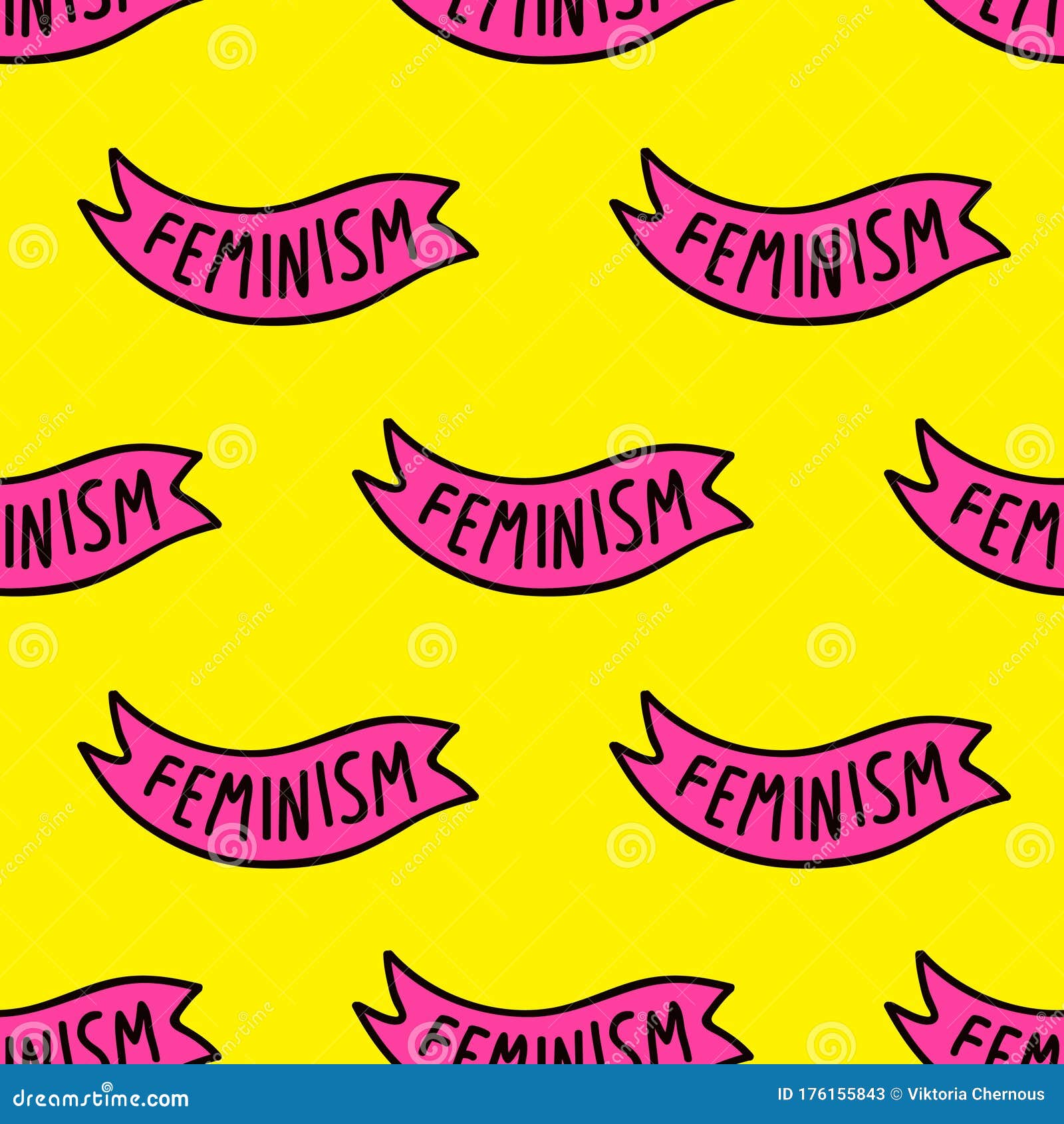 Feminism Seamless Doodle Pattern, Vector Illustration Stock ...