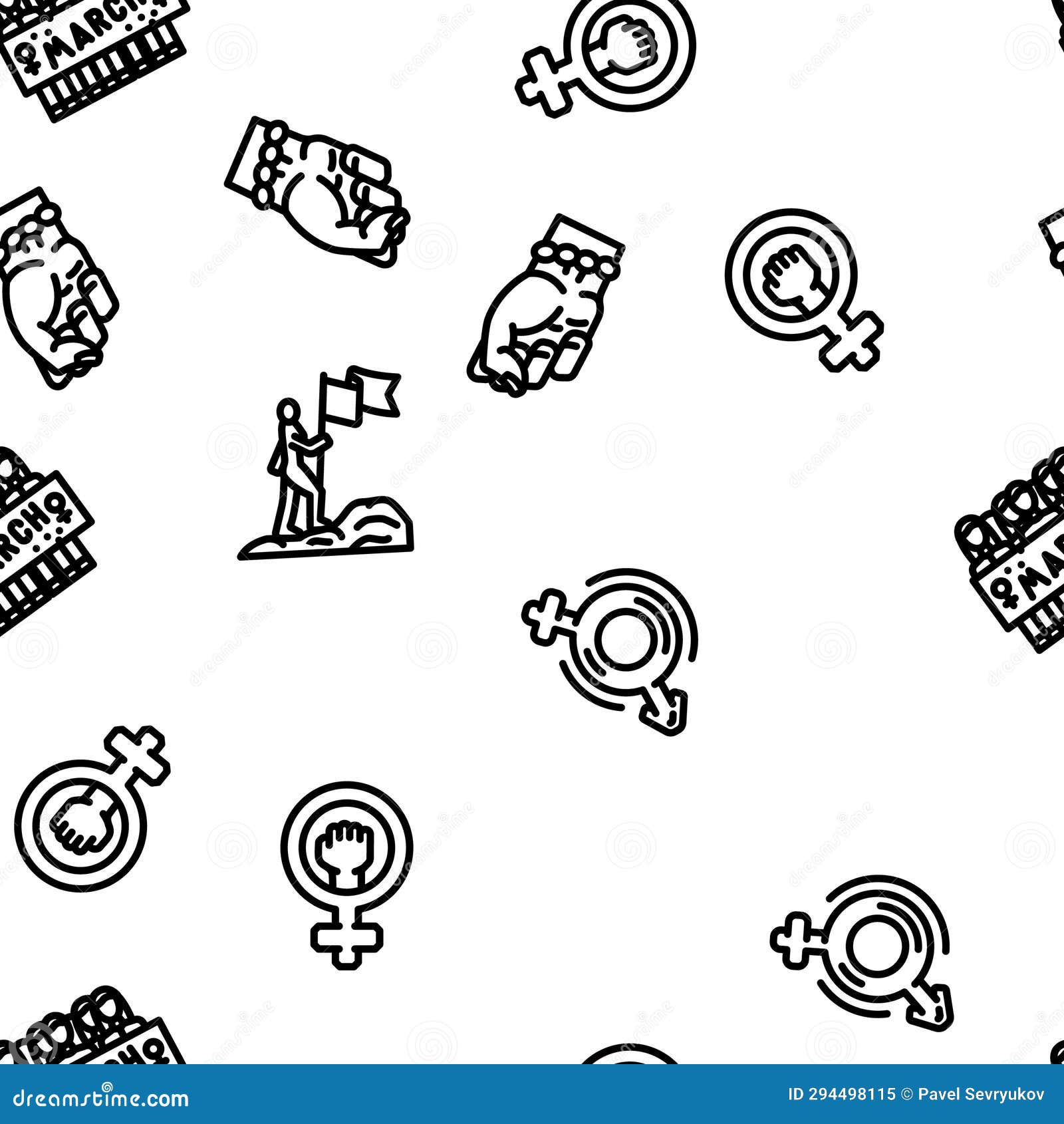 Feminist Female Women Seamless Pattern Vector Stock Vector ...