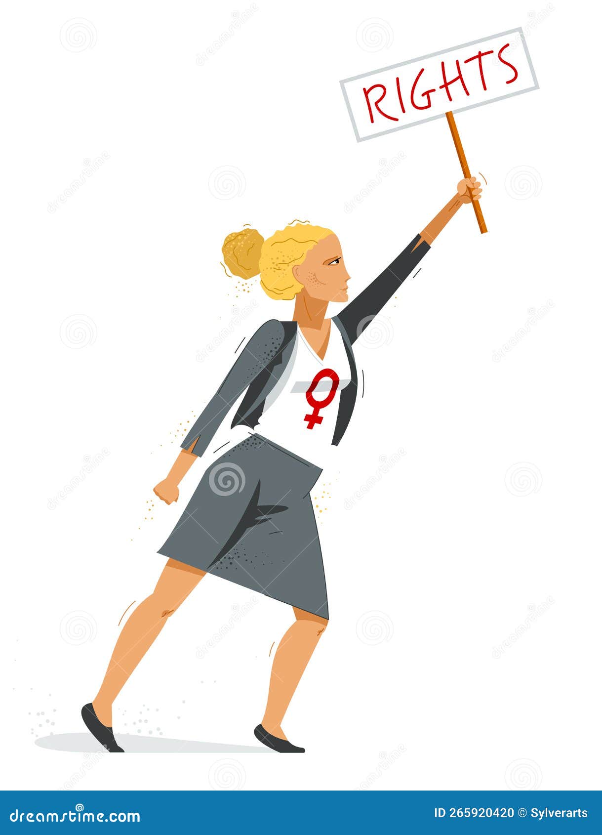 Feminist Woman Activist Struggles For Rights Vector Illustration