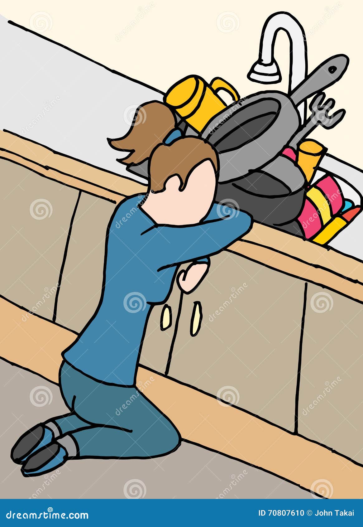 Femme épuisée Faisant Des Plats Illustration de Vecteur - Illustration ...