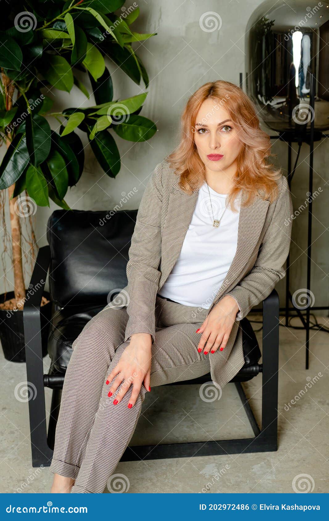 Femme Assise Sur Une Chaise Portrait Dune Femme Daffaires Solide La