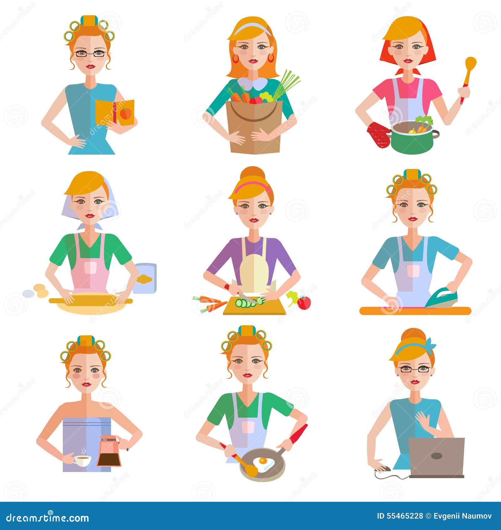 Femme au foyer Icon Set illustration de vecteur. Illustration du ...