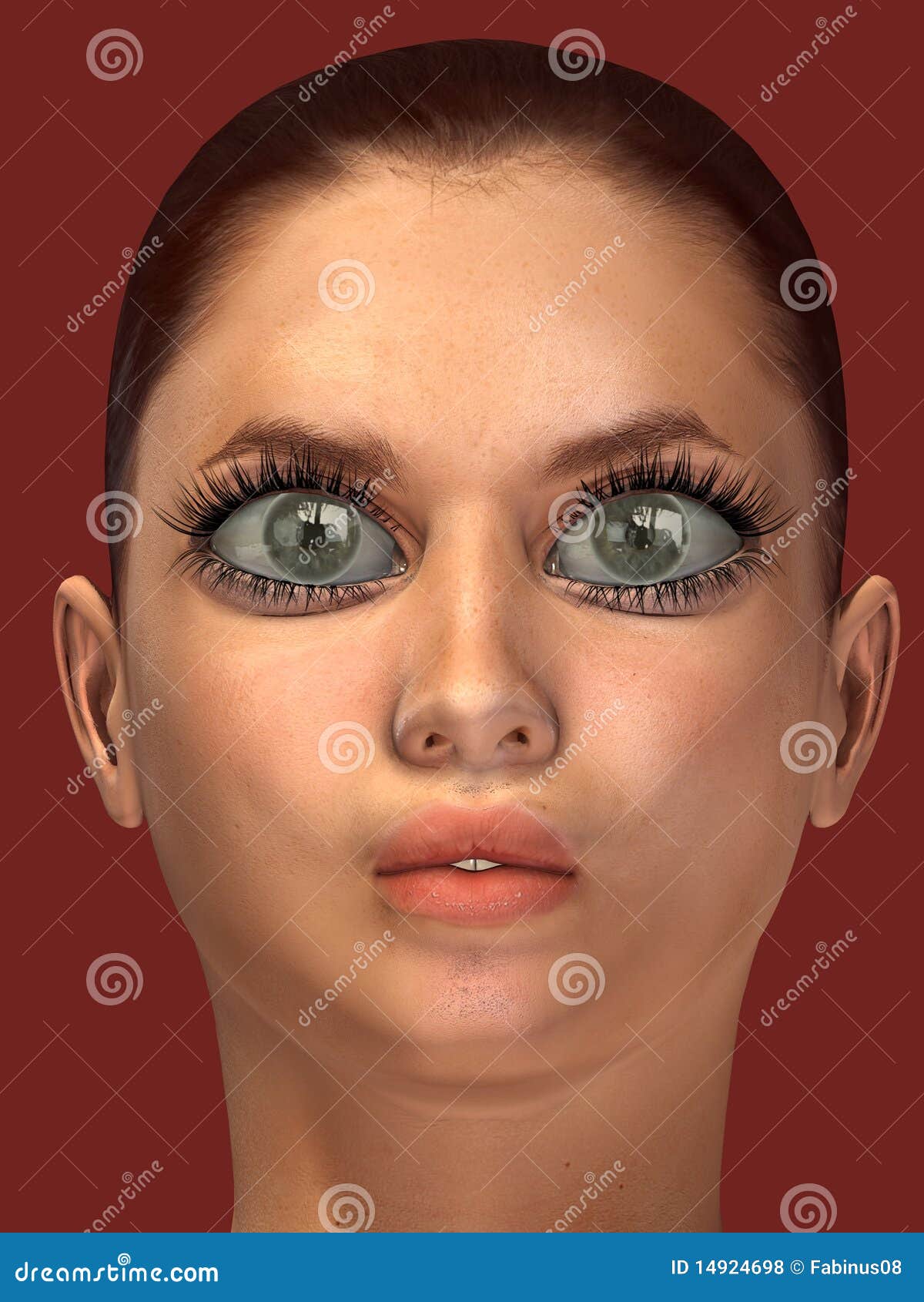 Femme avec de grands yeux illustration stock. Illustration du rouge ...