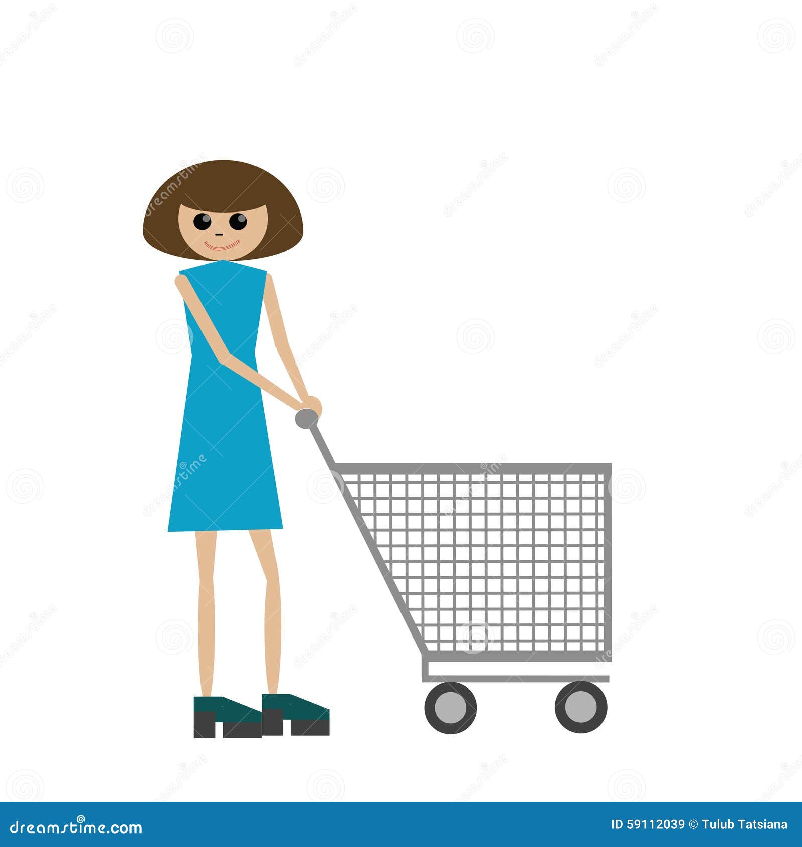 Femme avec des caddies illustration de vecteur. Illustration du robe ...