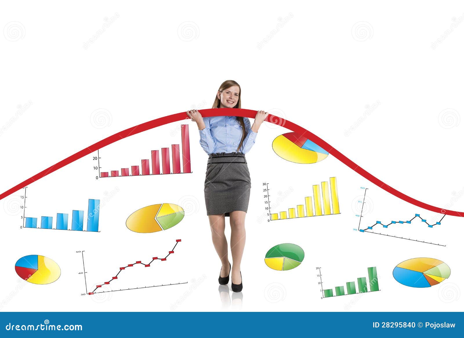 Femme Avec La Courbe De Statistiques Photo stock - Image du bureau ...