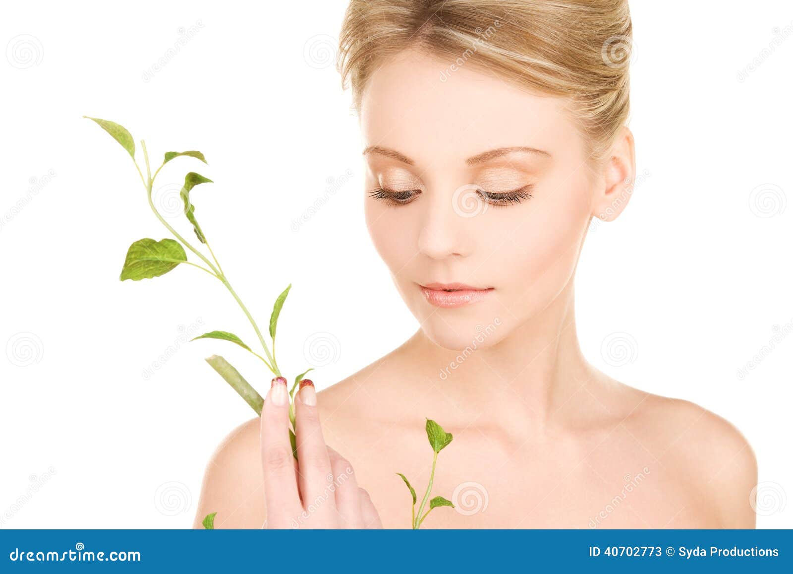 Femme avec la pousse image stock. Image du fille, santé - 40702773