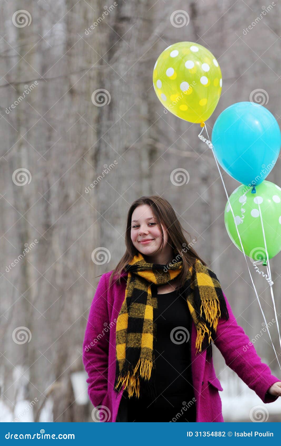 Femme avec le balloune photo stock. Image du vert, mignon - 31354882