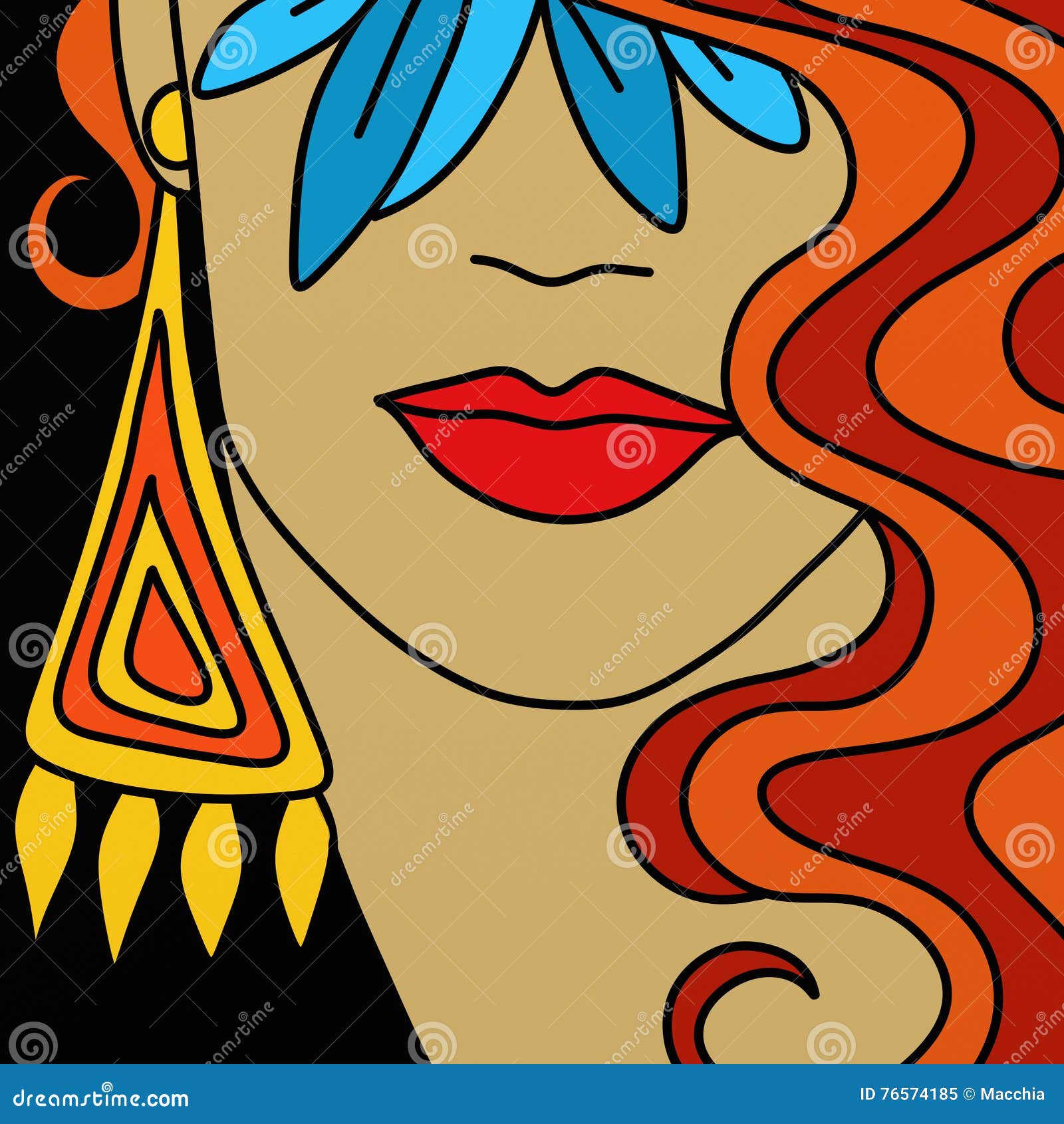 Femme Avec Le Visage Rouge De Cheveux Illustration Stock - Illustration ...