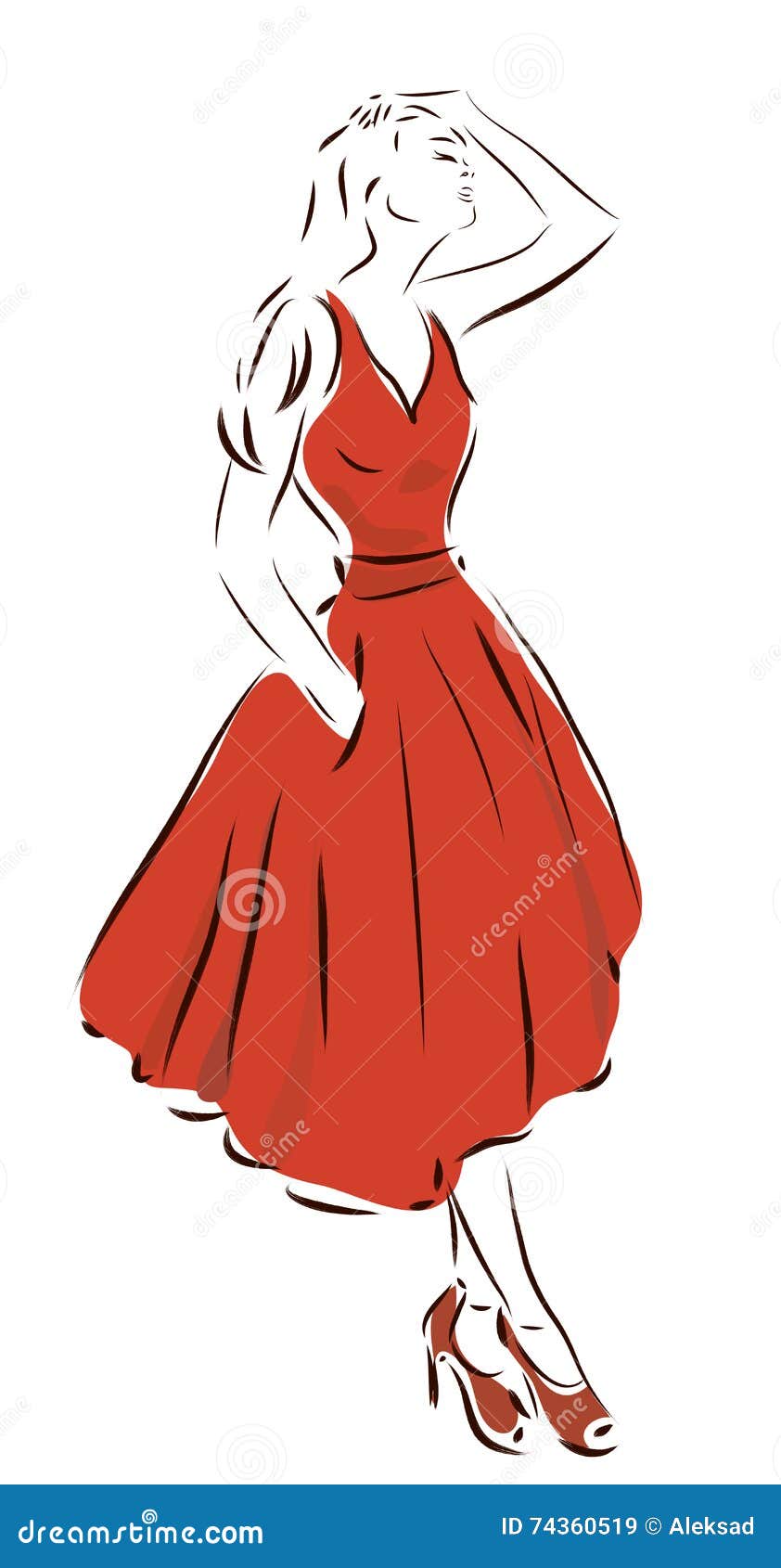 Femme avec une robe rouge illustration de vecteur. Illustration du ...