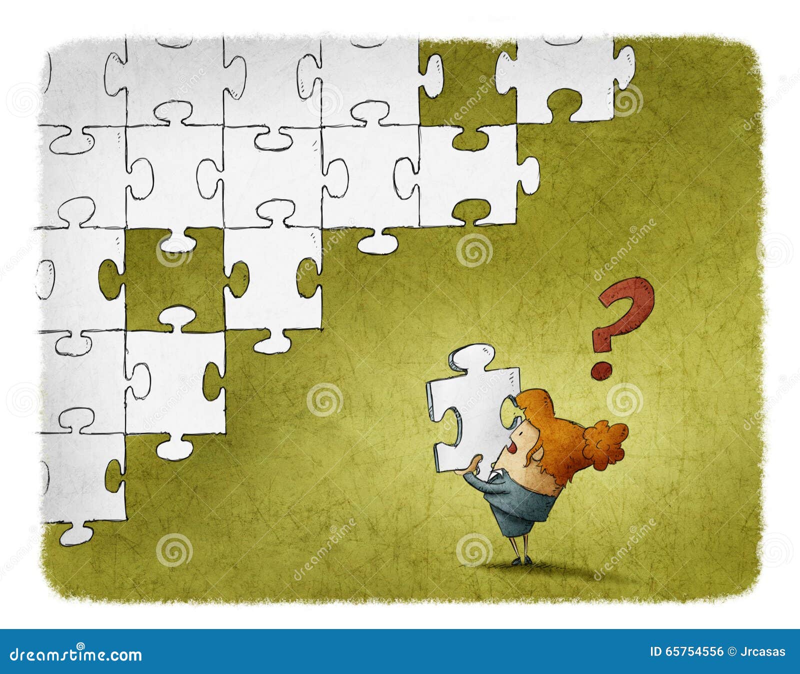 Femme Confuse Avec Un Morceau De Puzzle Illustration Stock ...