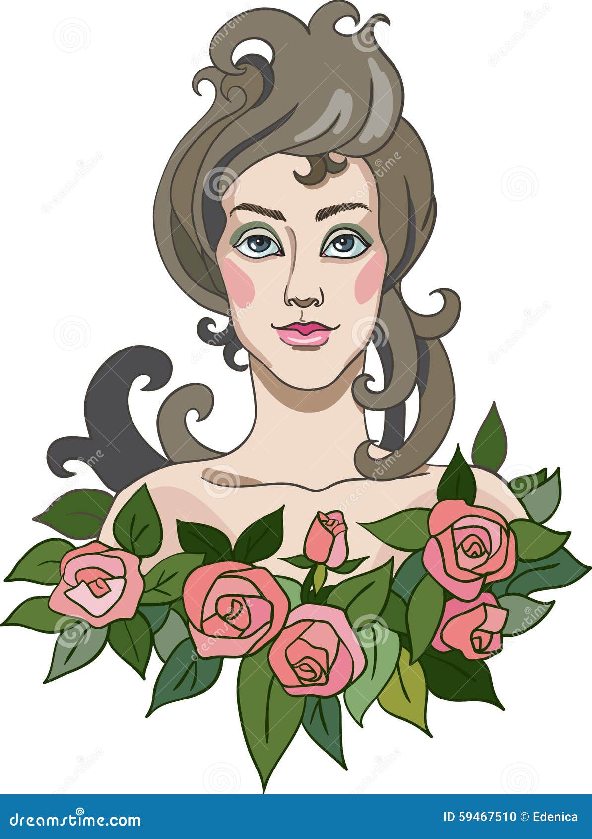 Femme Dans Les Roses - Illustration De Couleur Illustration de Vecteur ...