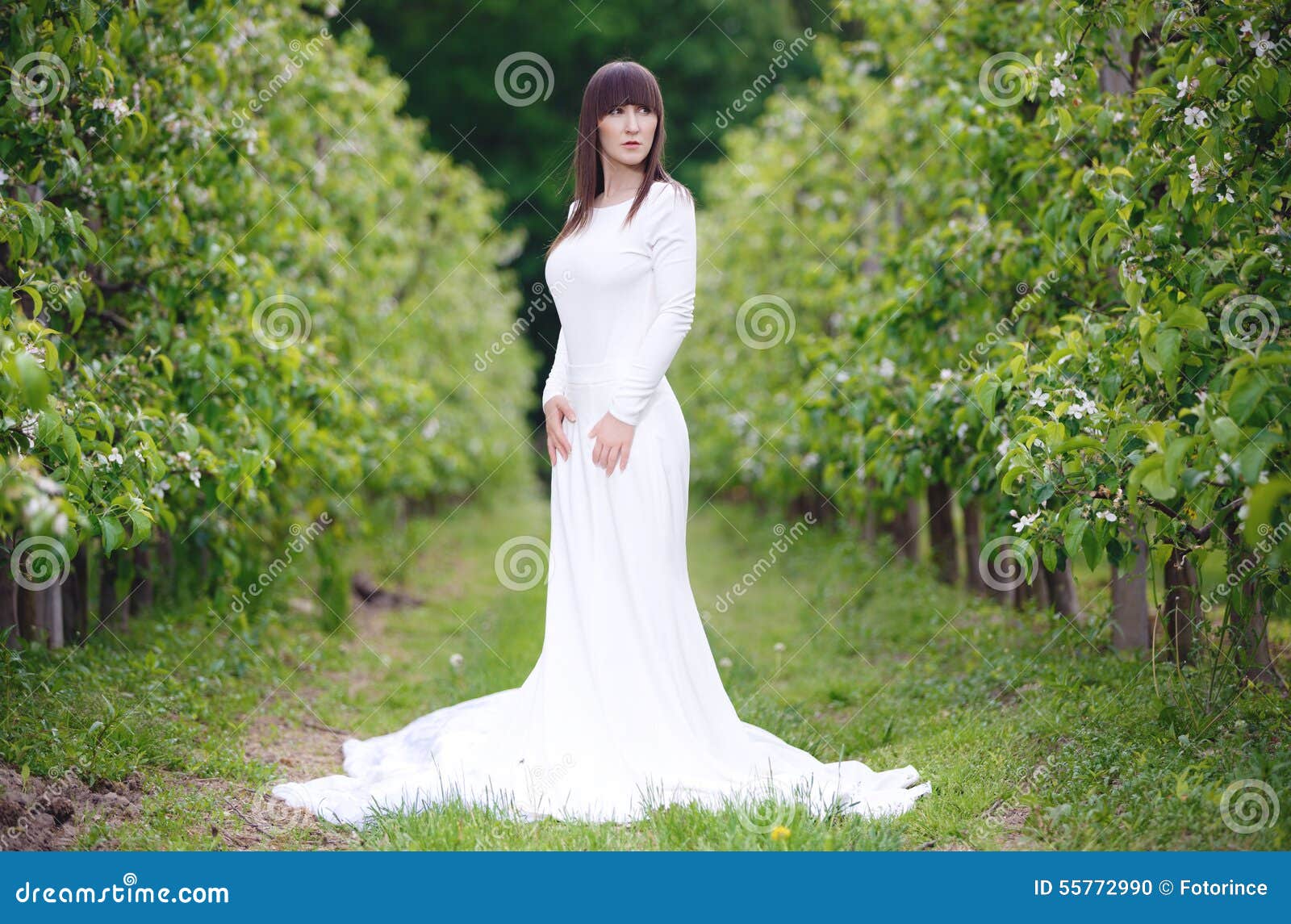 Femme Dans Une Robe Blanche Photo stock - Image du gothique, personne ...