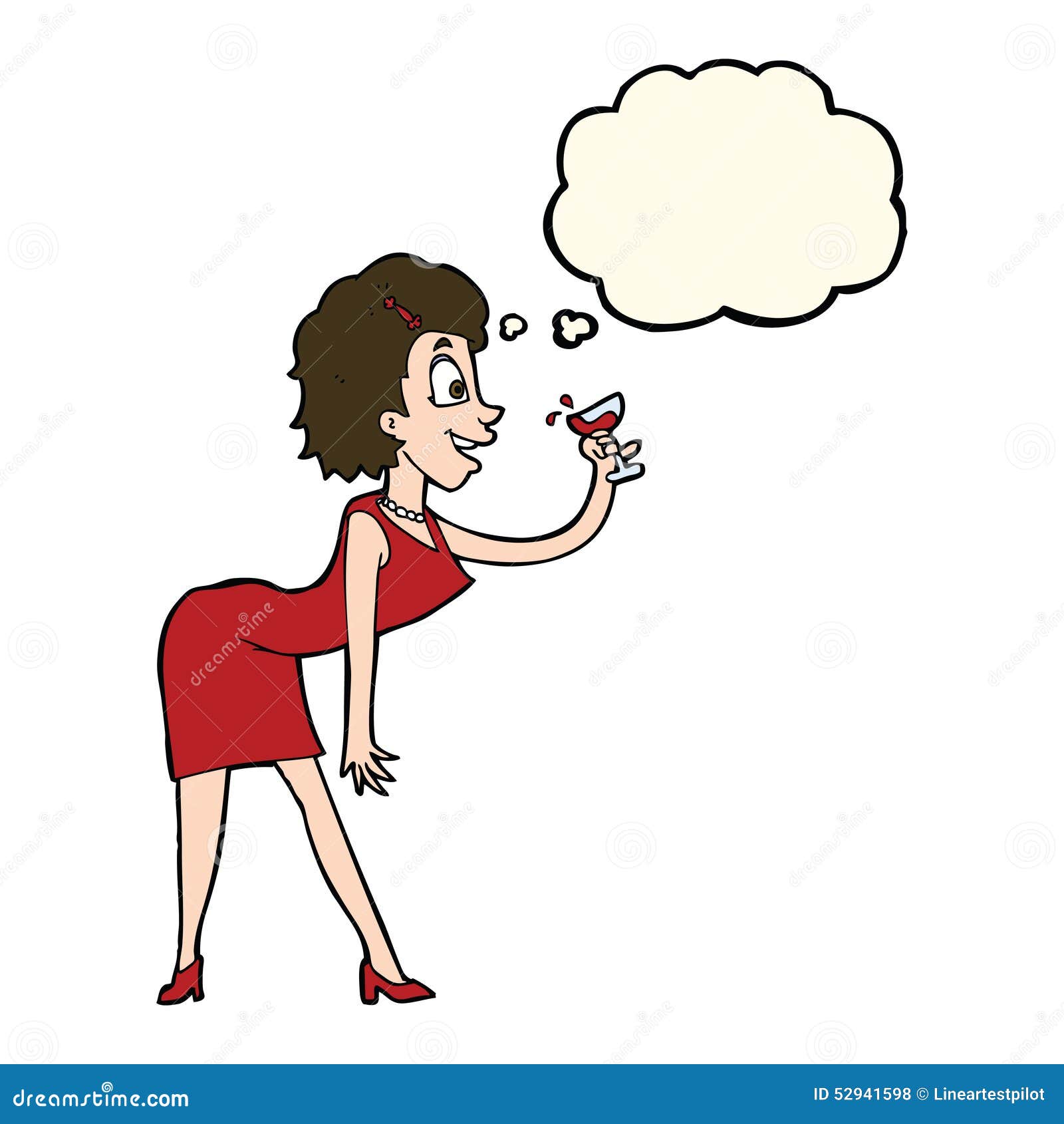 Femme De Bande Dessinée Avec La Boisson Avec La Bulle De Pensée