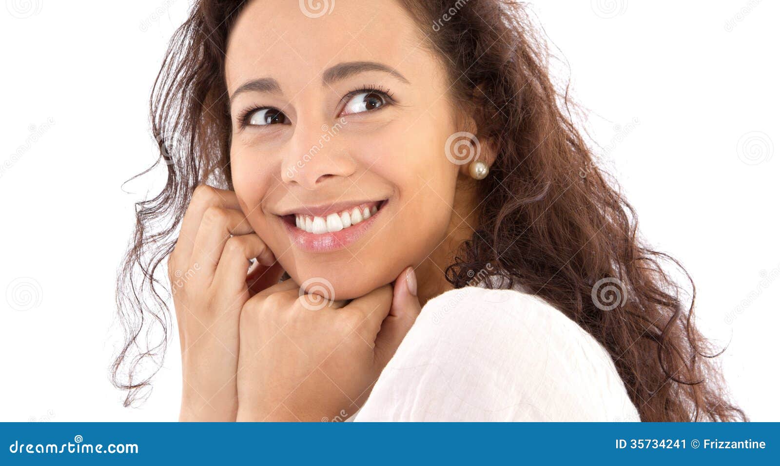 Femme de sourire image stock. Image du fille, longueur - 35734241