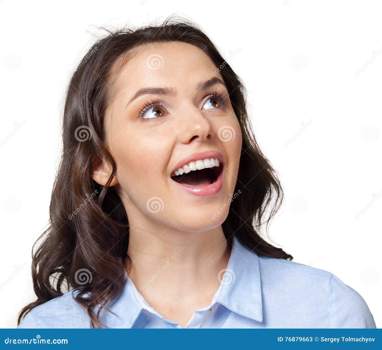 Femme de sourire heureuse image stock. Image du gestionnaire - 76879663