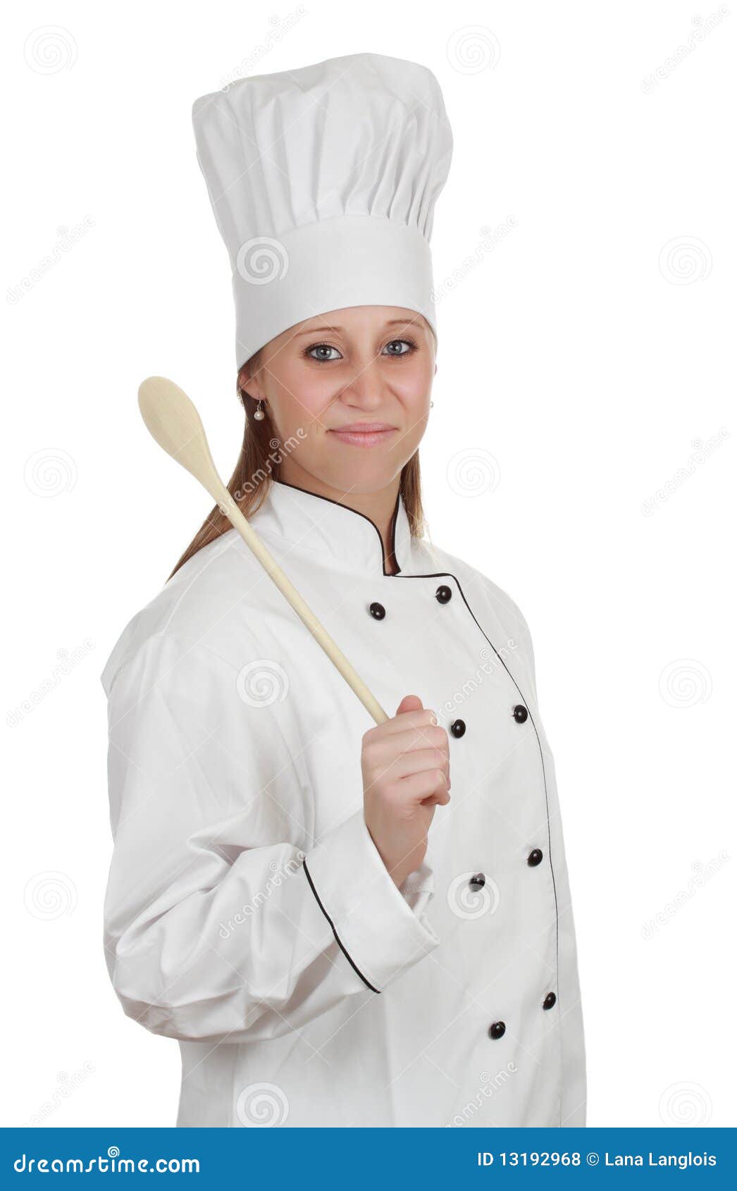 Femme en chef de cuisinier photo stock. Image of sourire - 13192968