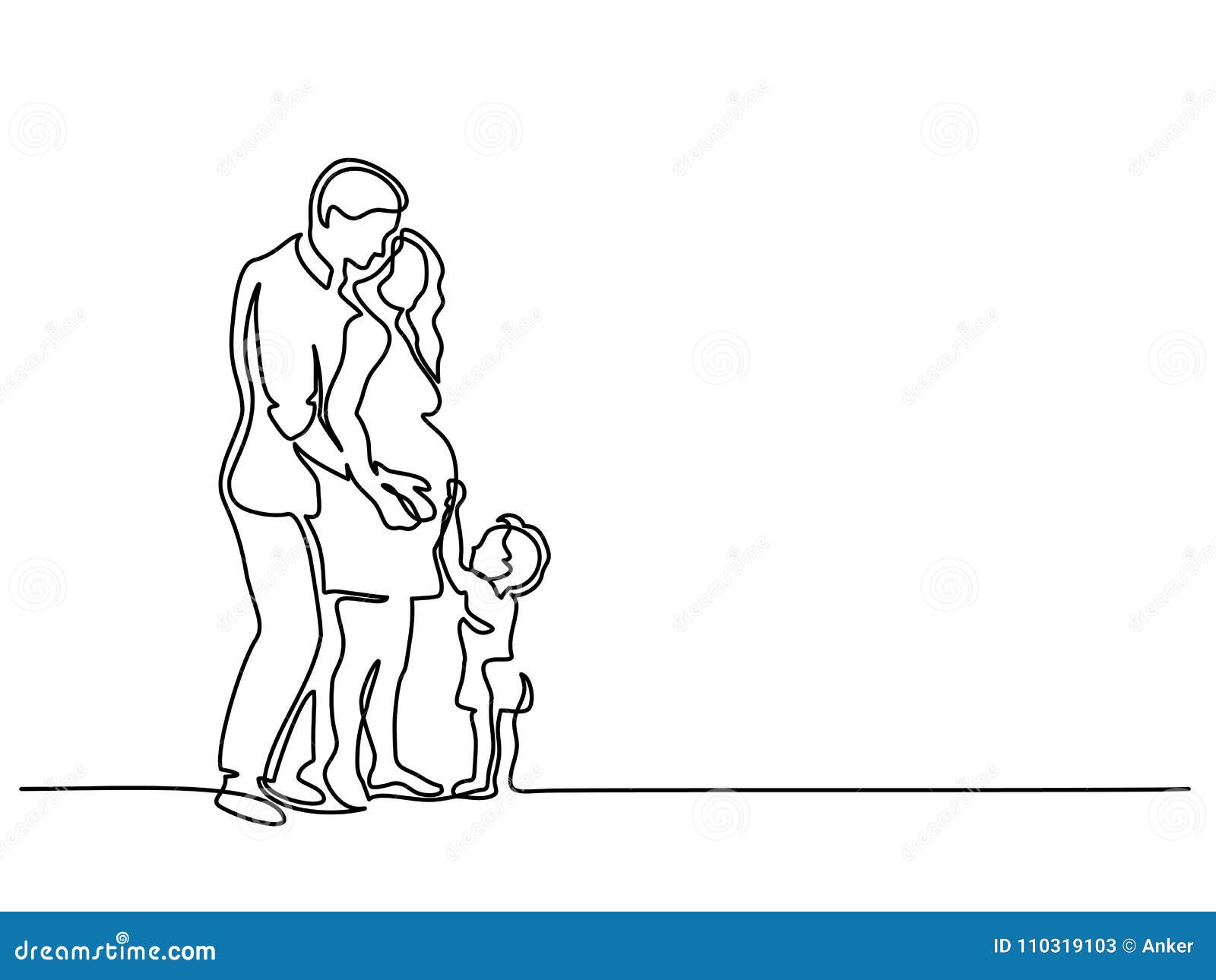 Femme Enceinte Heureuse Avec Le Mari Et Le Fils Illustration De Vecteur