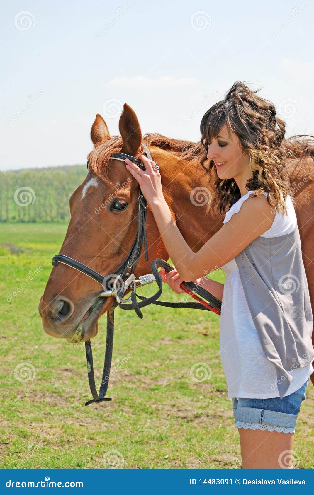 Femme et cheval image stock. Image du pré, jockey, affermage - 14483091