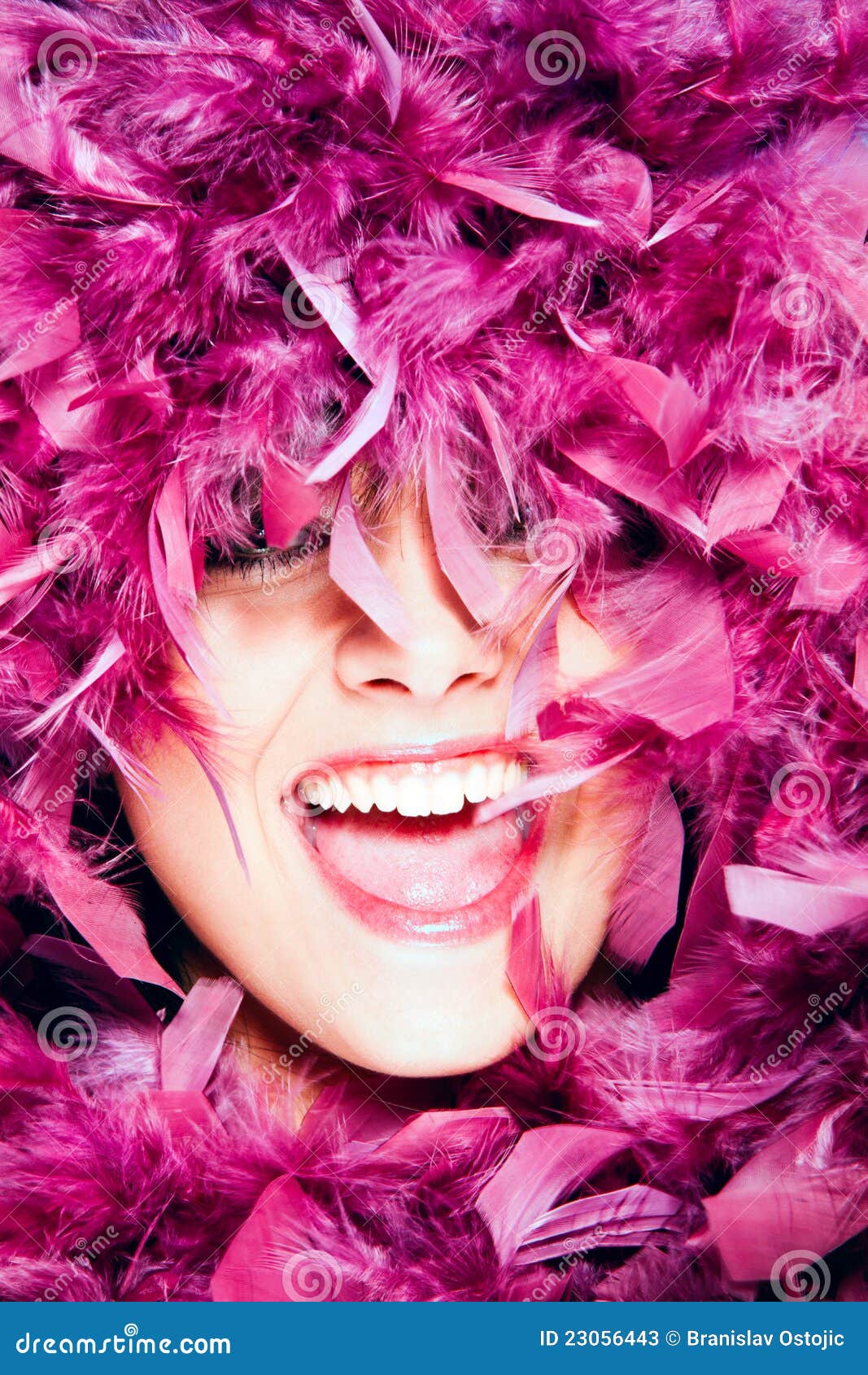 Femme Gai Dans Les Clavettes Roses Image stock - Image du beauté ...