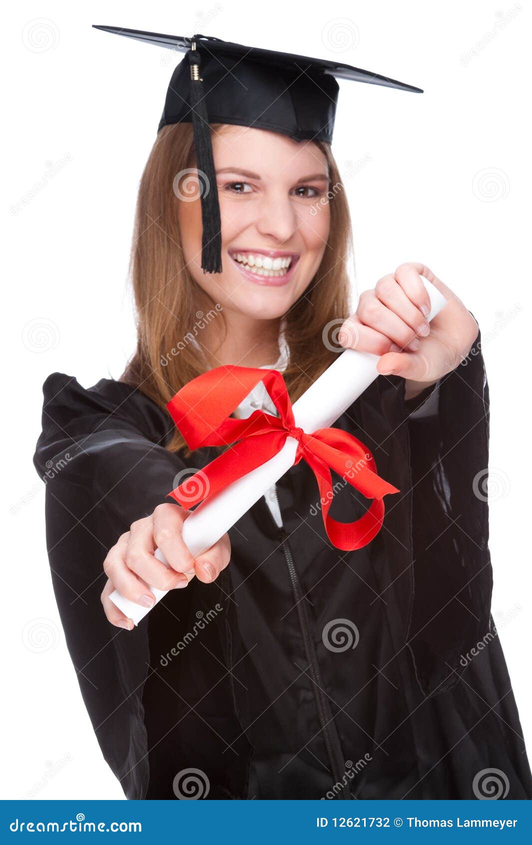 Femme gradué photo stock. Image du heureux, panneau, accomplissement ...