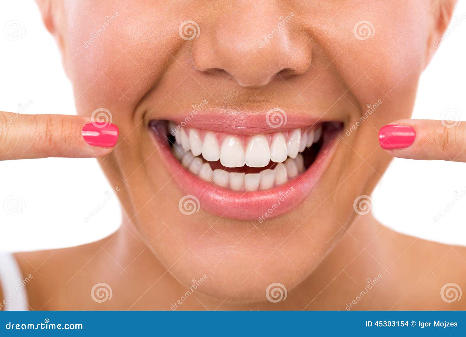 Femme Lui Montrant Les Dents Parfaites Photo stock - Image du saluez ...