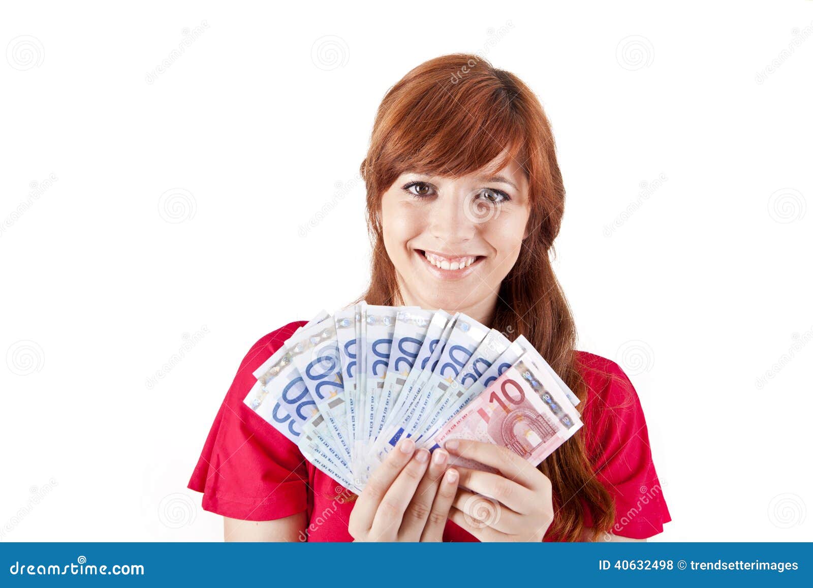 Femme Montrant Des Notes De Devise D'euros Photo stock - Image du ...