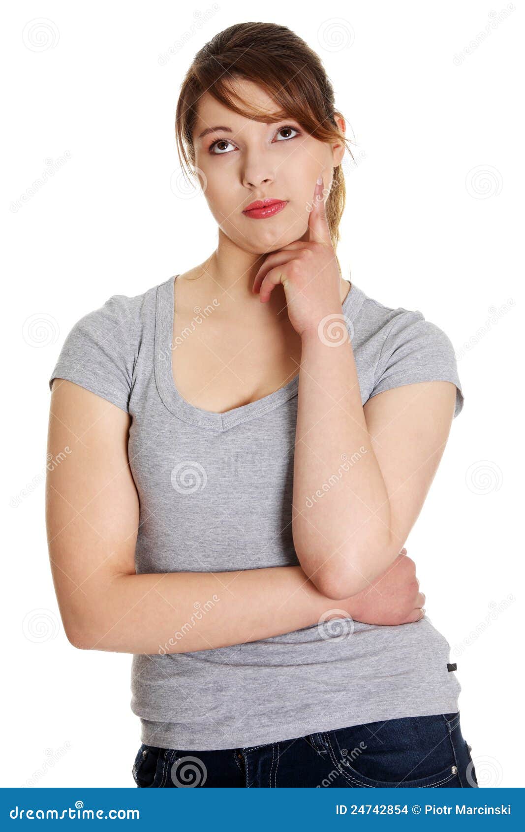 Femme pensif photo stock. Image of beau, songeur, femelle - 24742854