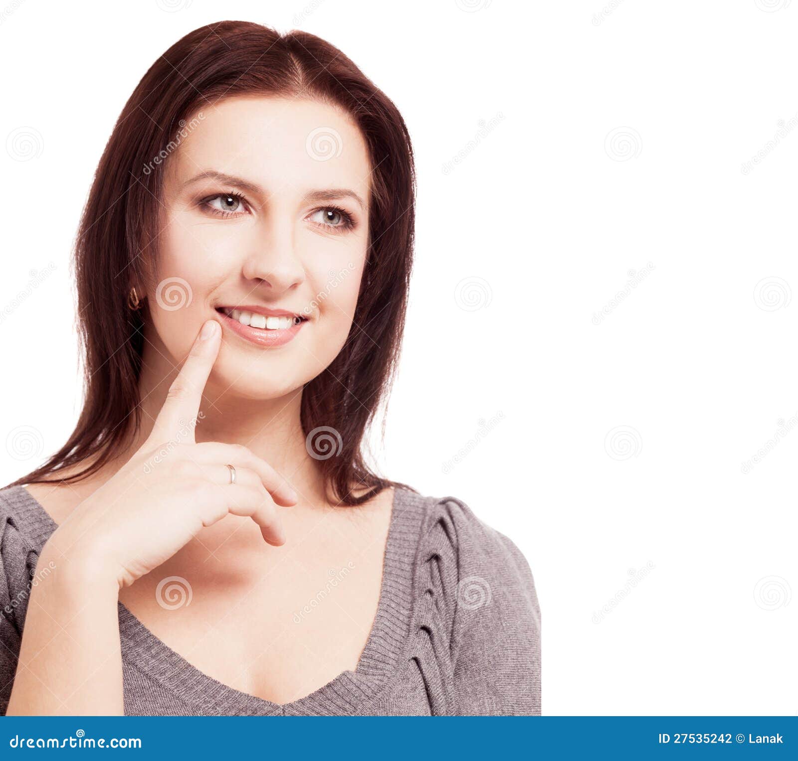 Femme pensif photo stock. Image du personne, joyeux, pose - 27535242