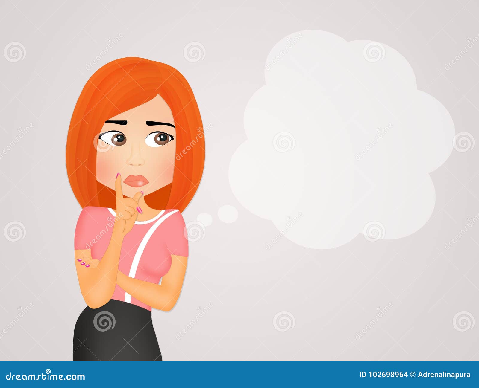 Femme qui pense illustration stock. Illustration du pense - 102698964