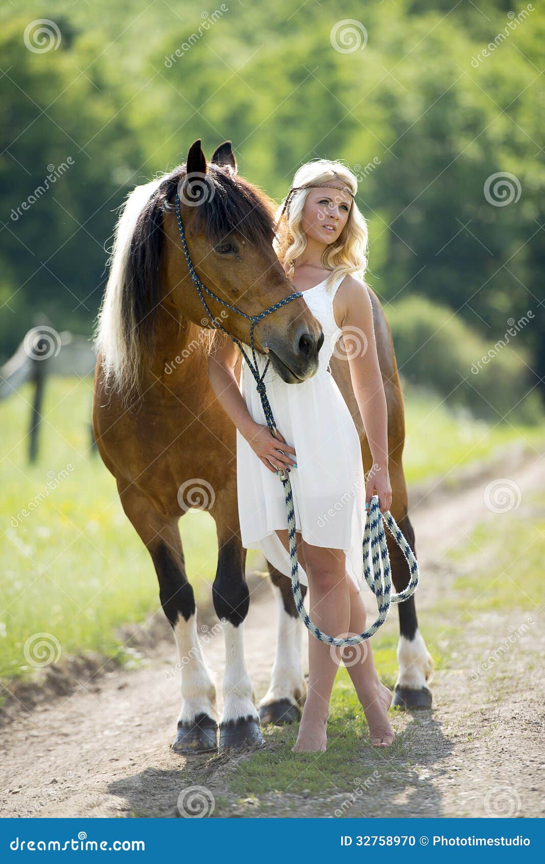 Femme Romantique Avec Le Cheval Photo stock - Image du apprivoisé, pied ...