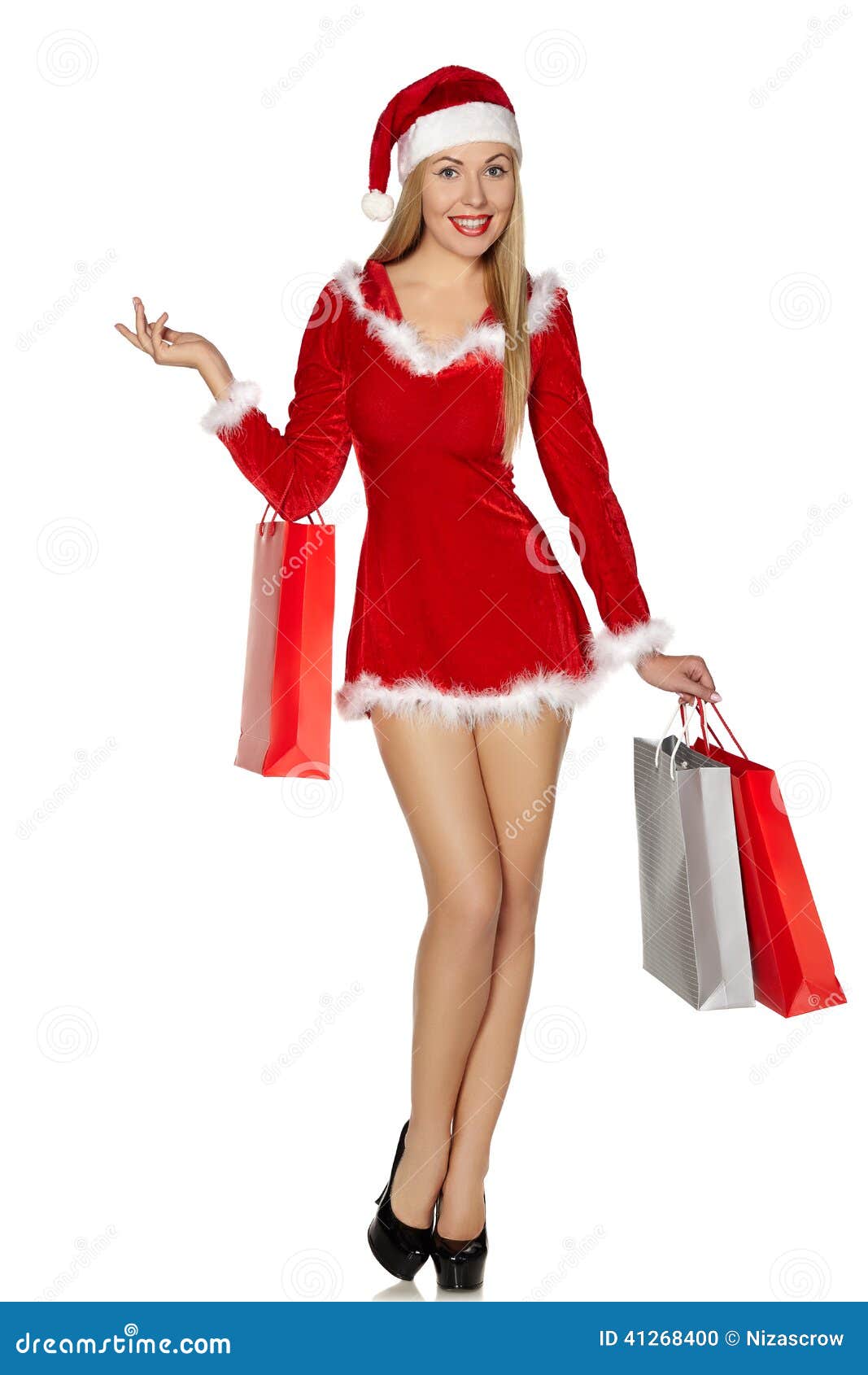 Femme Sexy Utilisant Le Costume Du Père Noël Photo Stock Image Du