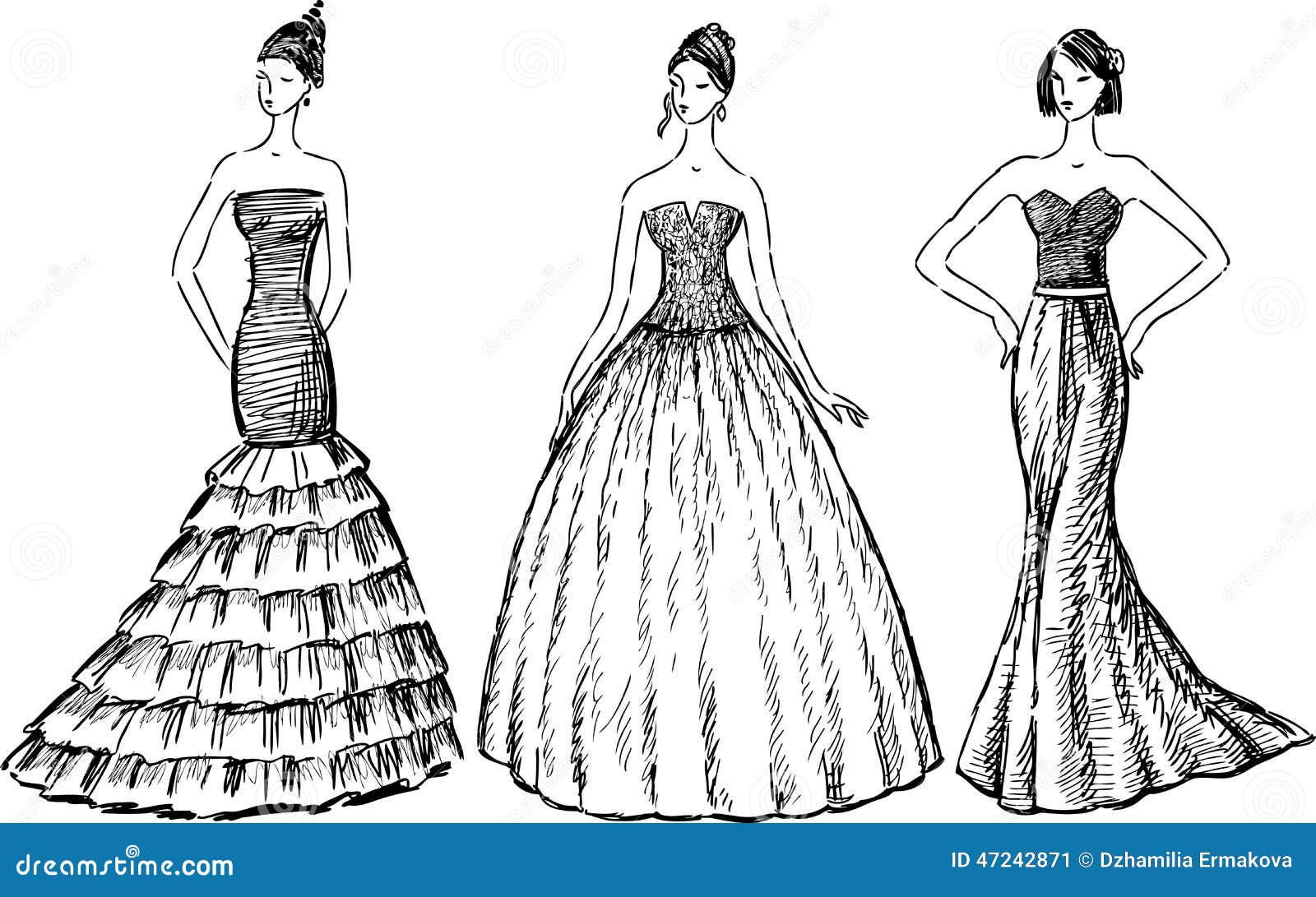 Femmes Dans Des Robes De Soirée Illustration de Vecteur - Illustration ...