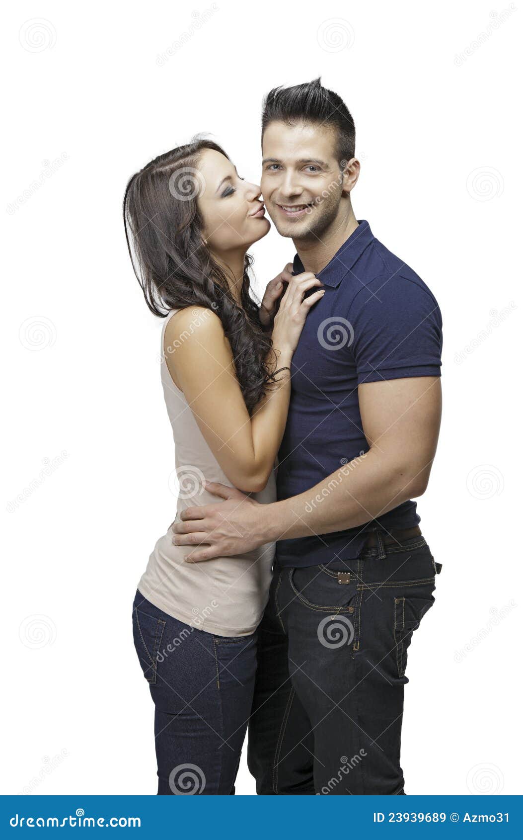 Femmes Mignons Embrassant Son Ami Image Stock Image Du Amoureux Beau