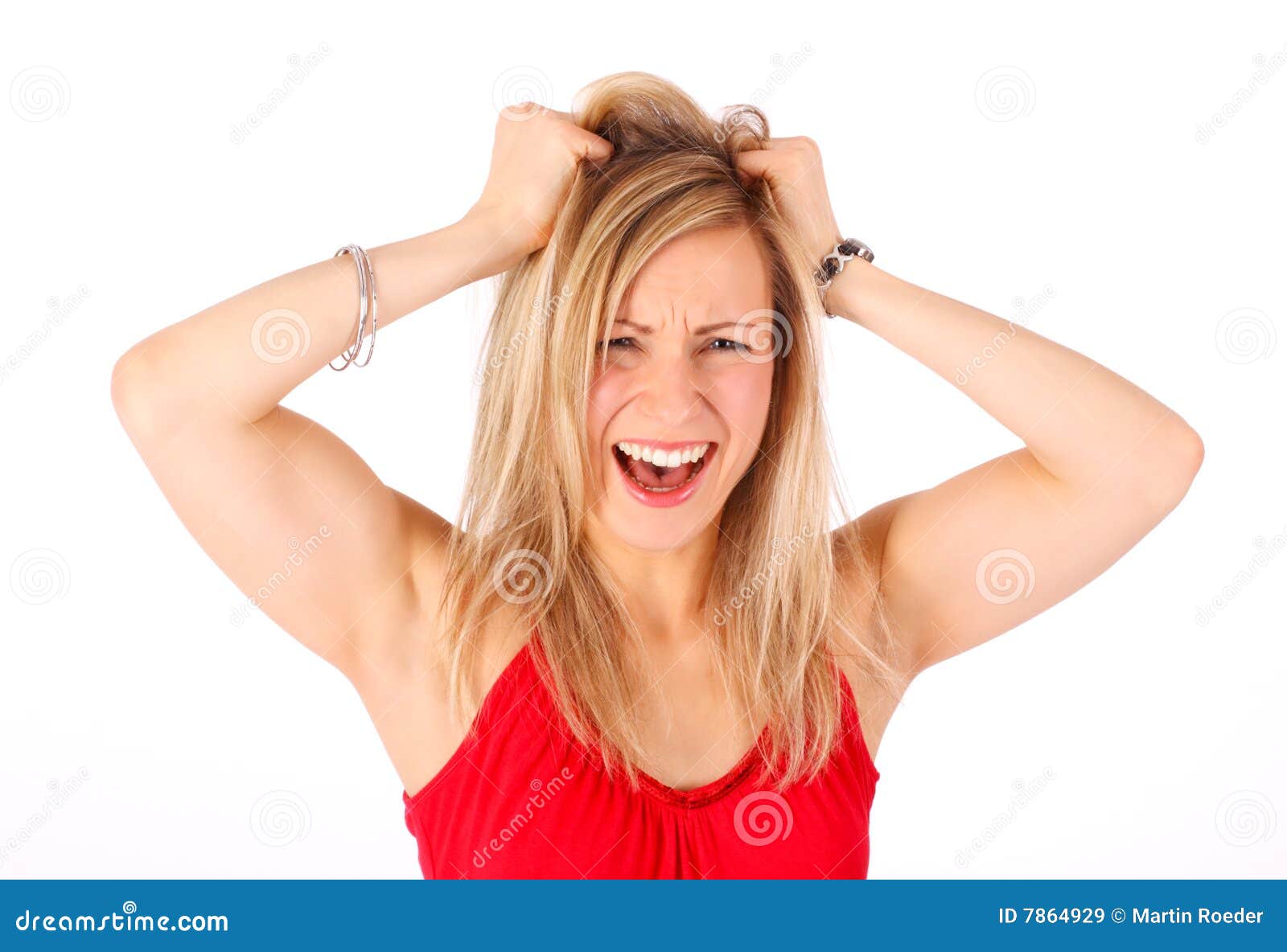 Femmina Che Strappa I Suoi Capelli Immagine Stock - Immagine di ...