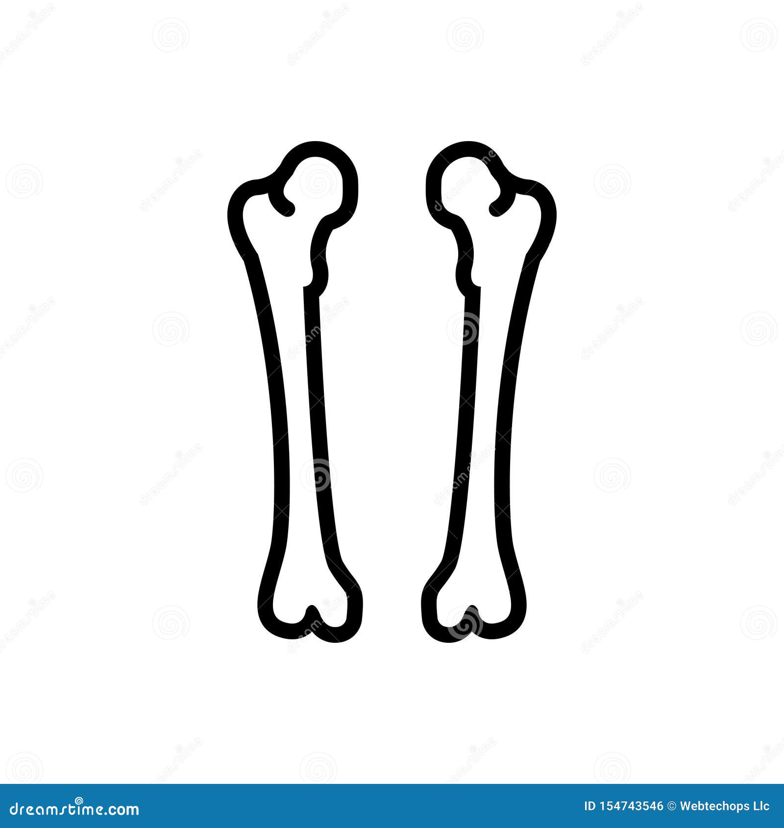 Black Line Icon for Femur, Bone and Calcuim Stock Vector - Illustration ...