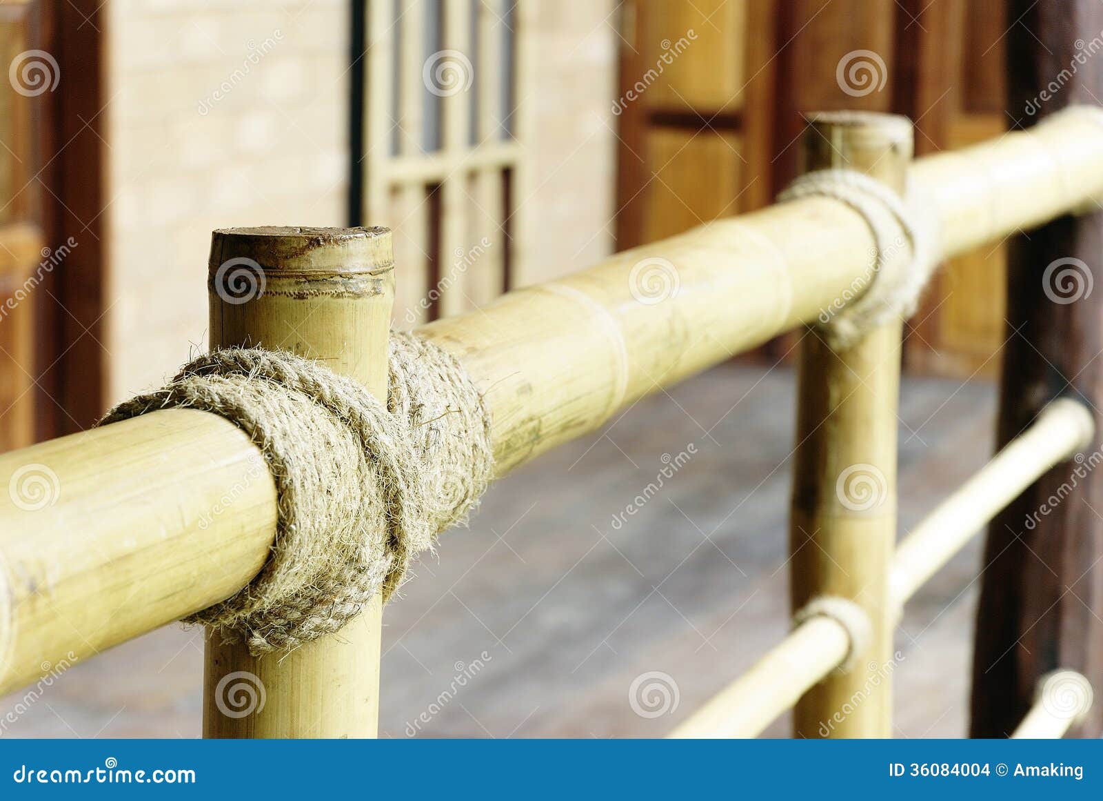 Fence Bamboo with Rope Tied Stock Photo - Image of forest, bark: 36084004