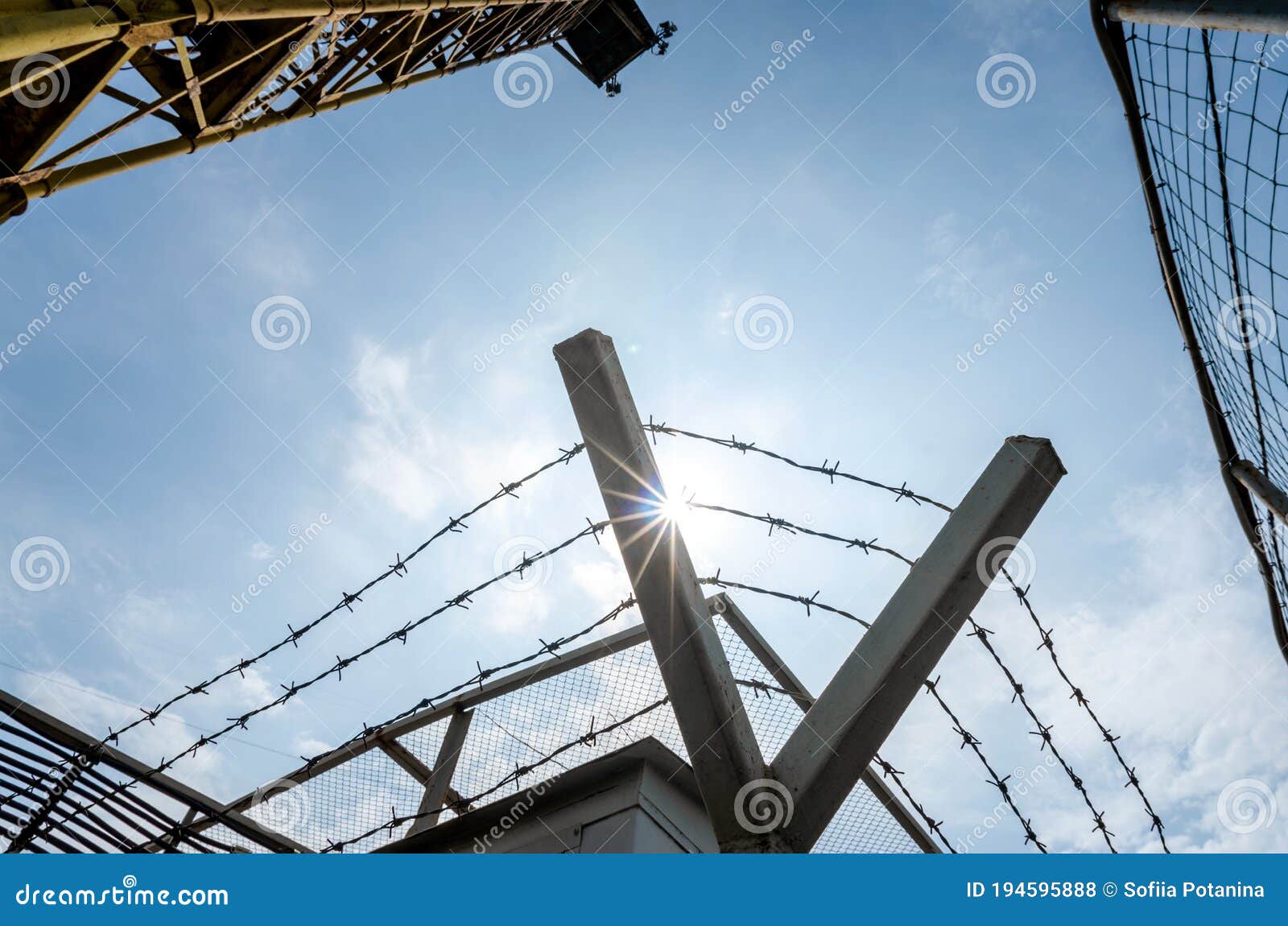 Fence Barbed Wire and Watchtower on the Border Crimea Stock Photo ...
