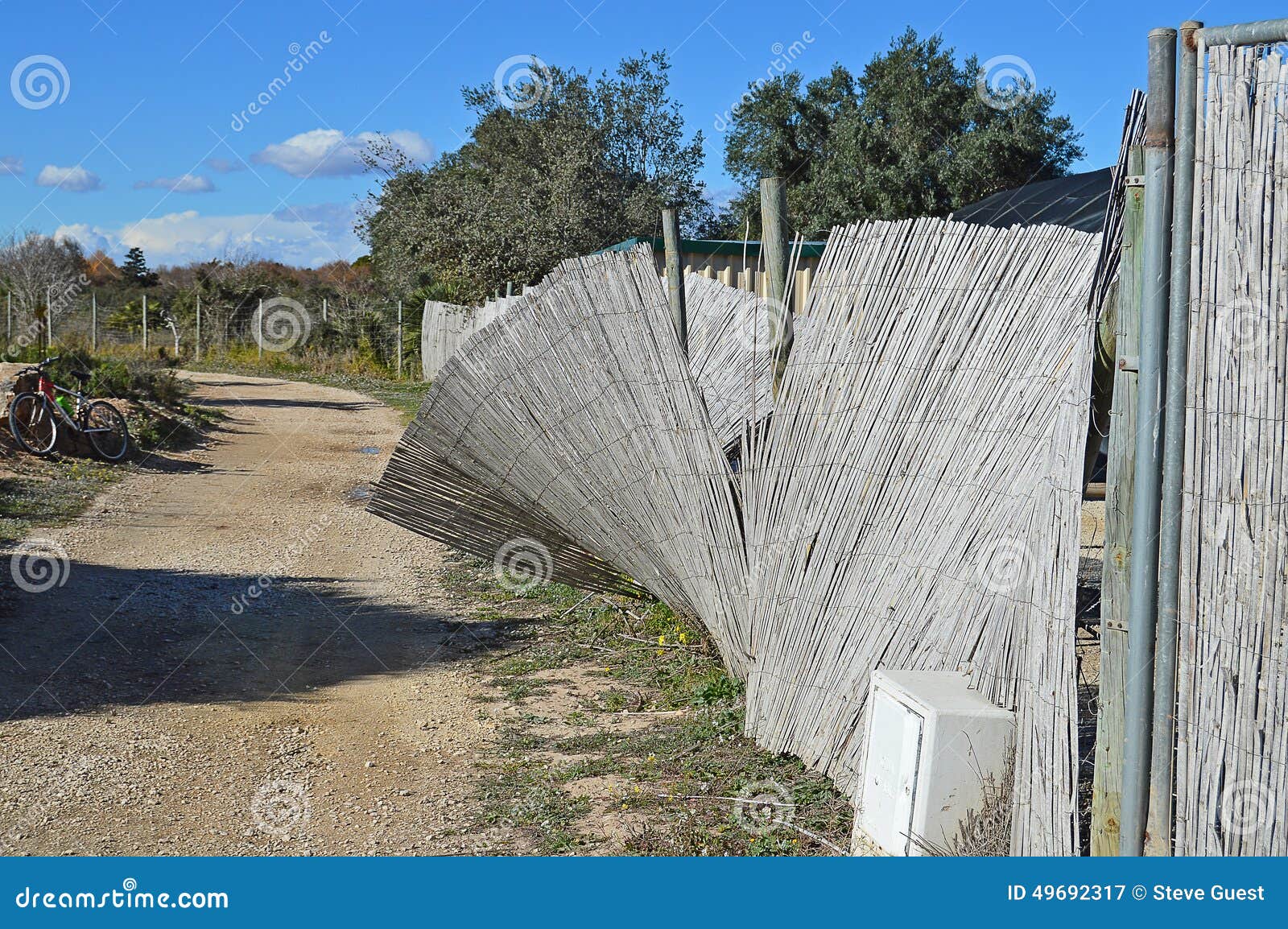 Fence Blown Over stock image. Image of bamboo, landscape - 49692317
