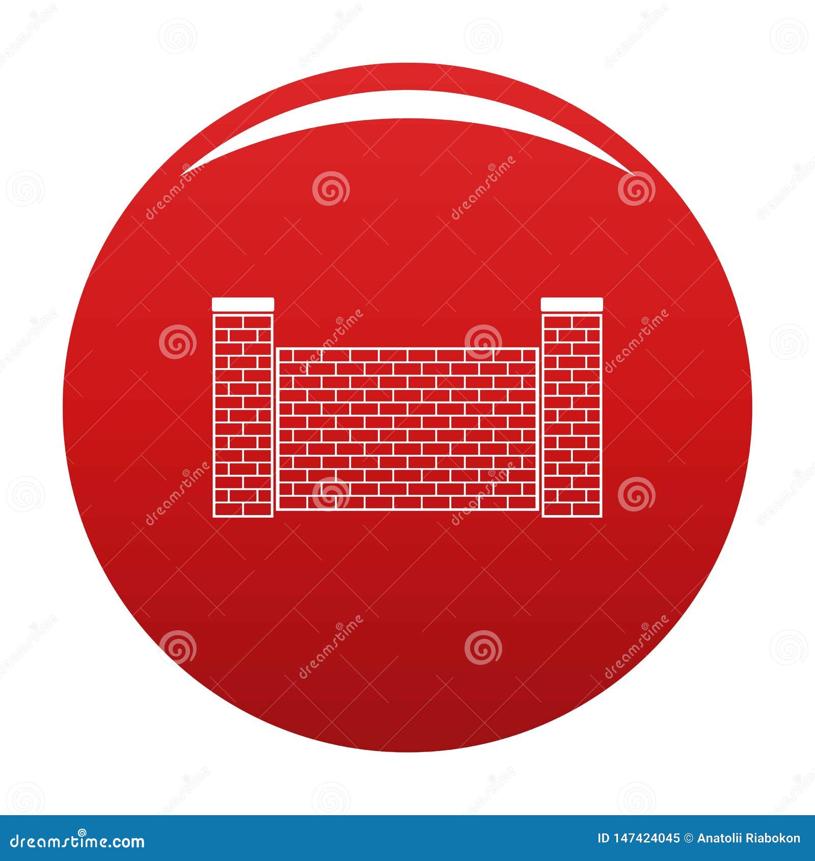 Fence of Brick Icon Vector Red Stock Vector - Illustration of gate ...