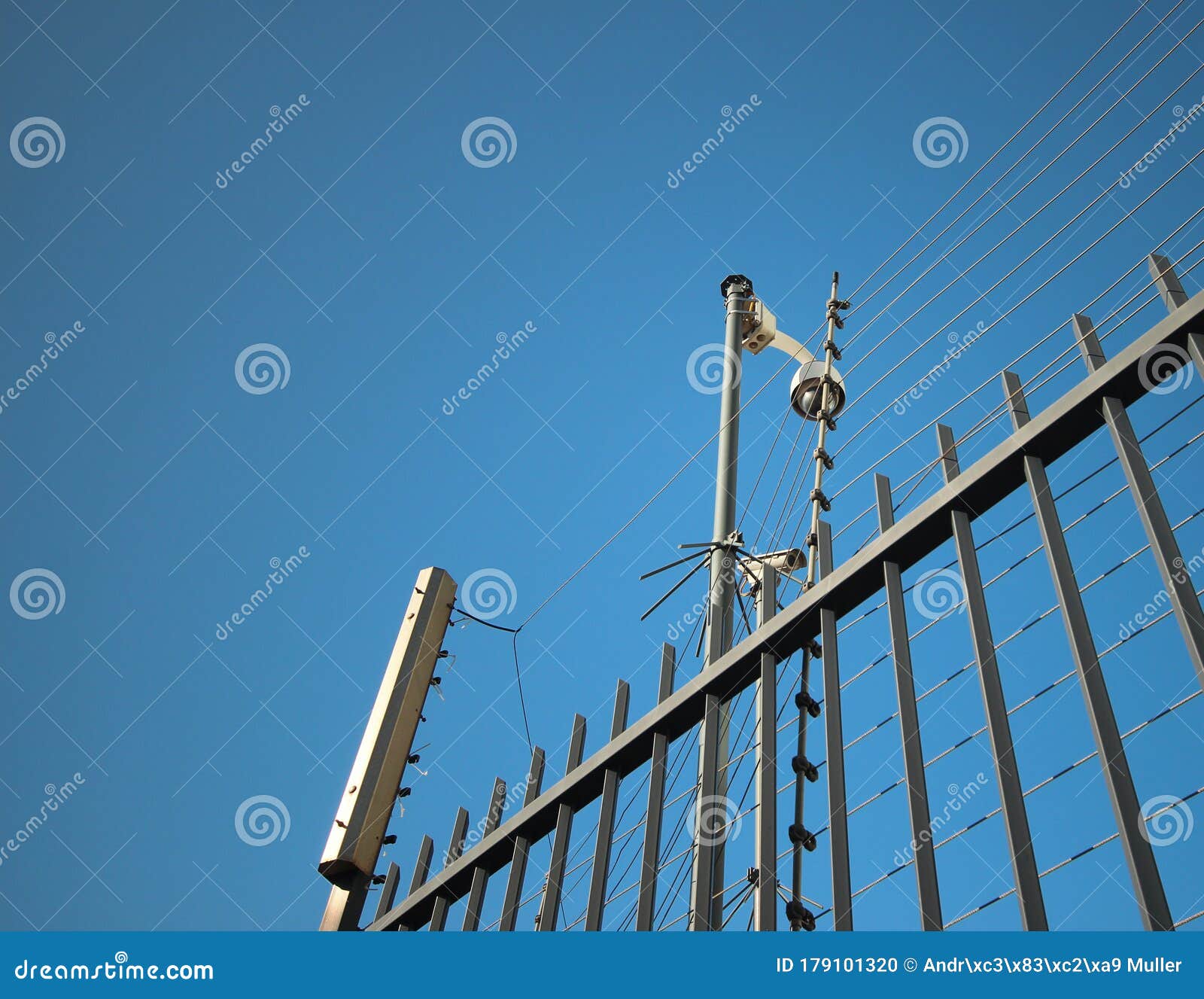 Fence with Camera and Barbed Wire for Security of the Property Stock ...