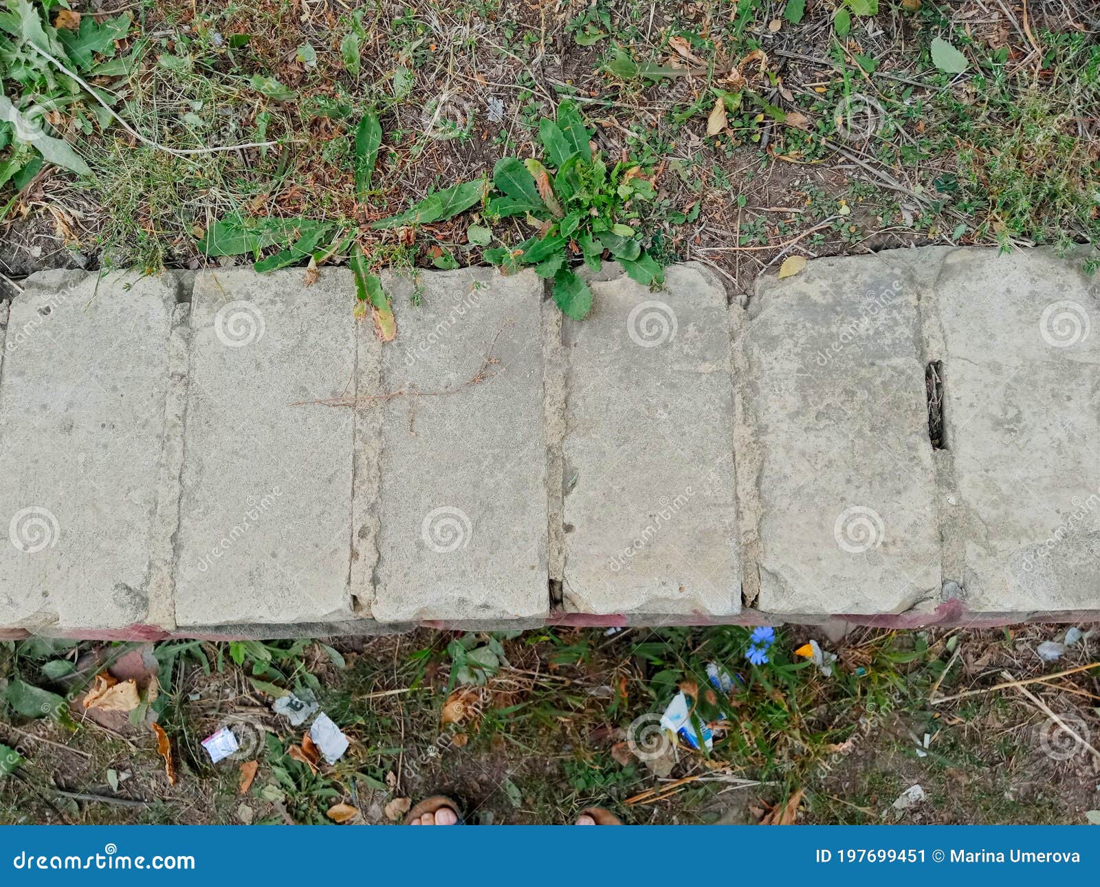 Fence from Concrete Blocks Top View Stock Image - Image of flooring ...