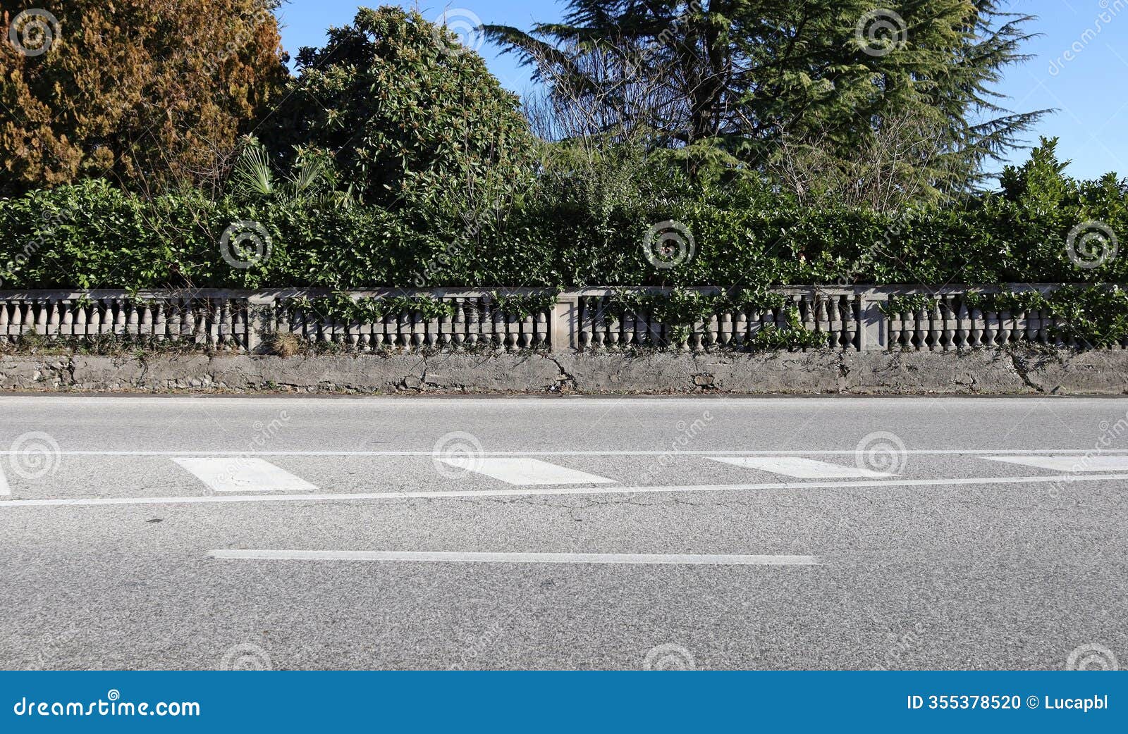 Fence Consisting by Rough Concrete Wall with a Classic Balustrade and ...