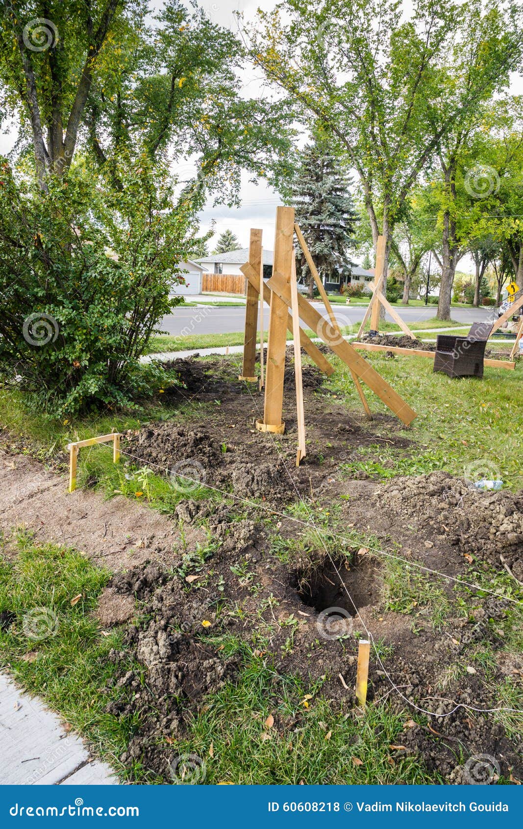 Fence Construction Work in Progress Stock Photo - Image of work ...