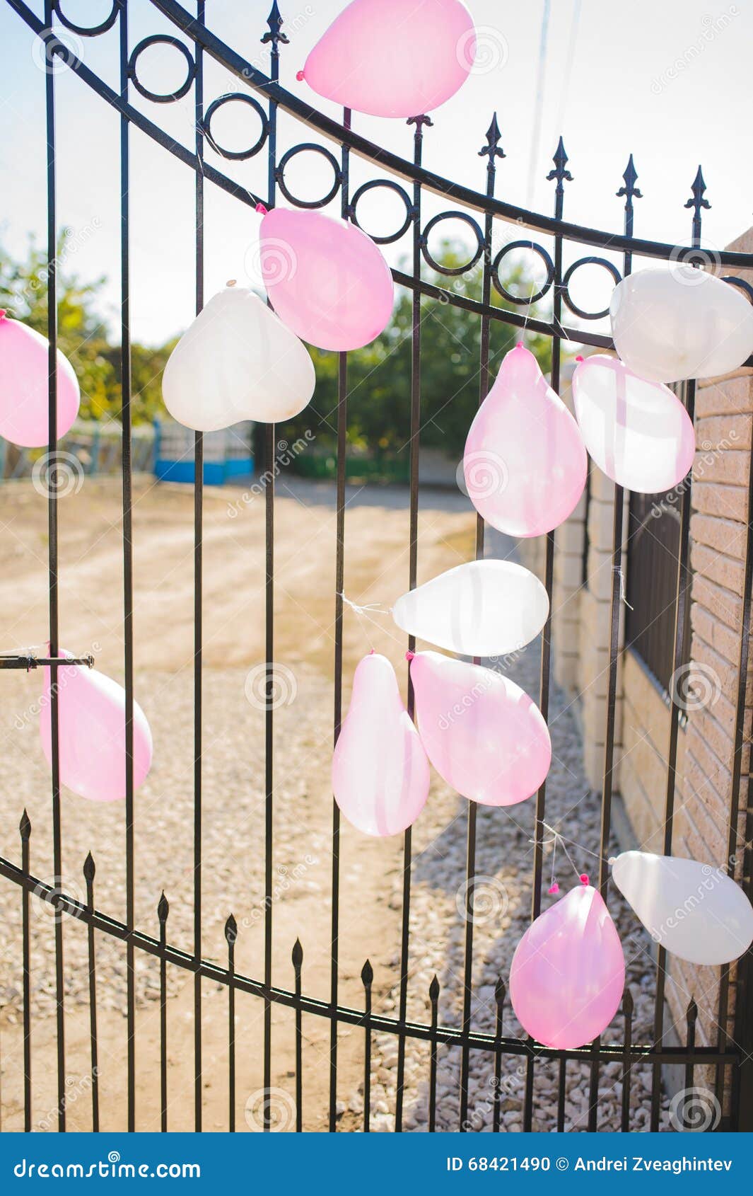 Fence Decorated with Balloons Stock Photo - Image of romance, fence ...