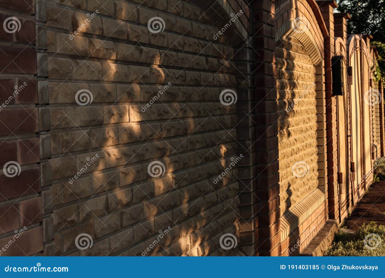 The Fence of the Decorative Stone. Side View Stock Image - Image of ...