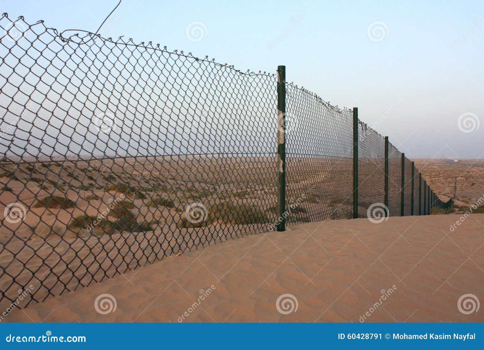 Fence in the desert stock image. Image of sharjah, border - 60428791