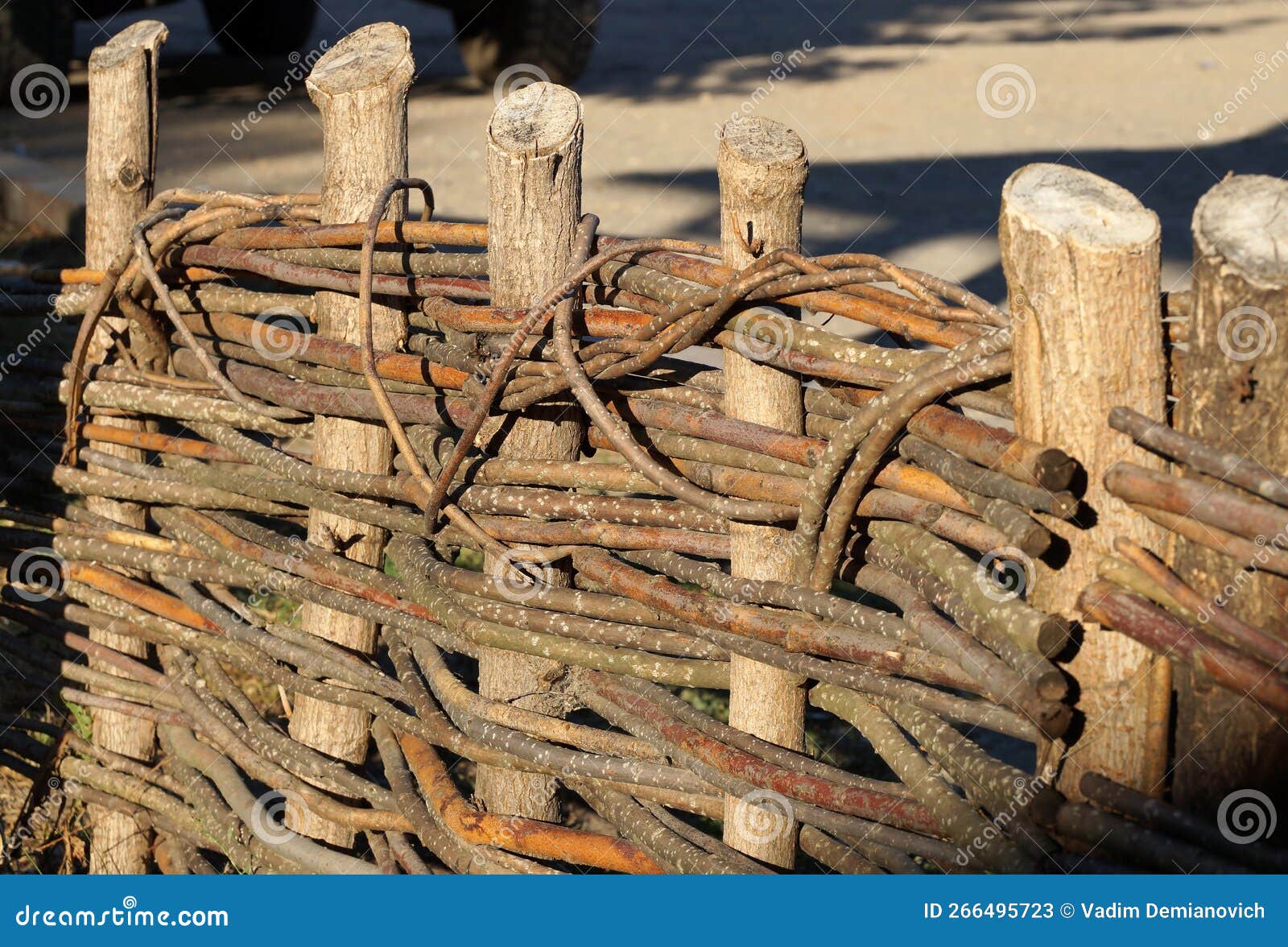 Fence in the Form of a Rural Wattle Fence Stock Image - Image of ...