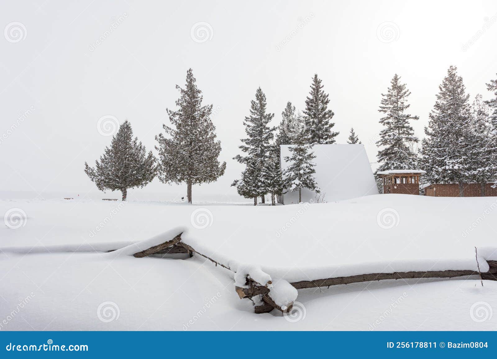 The Fence and the a-Frame: a Manitoulin Winter Stock Image - Image of ...