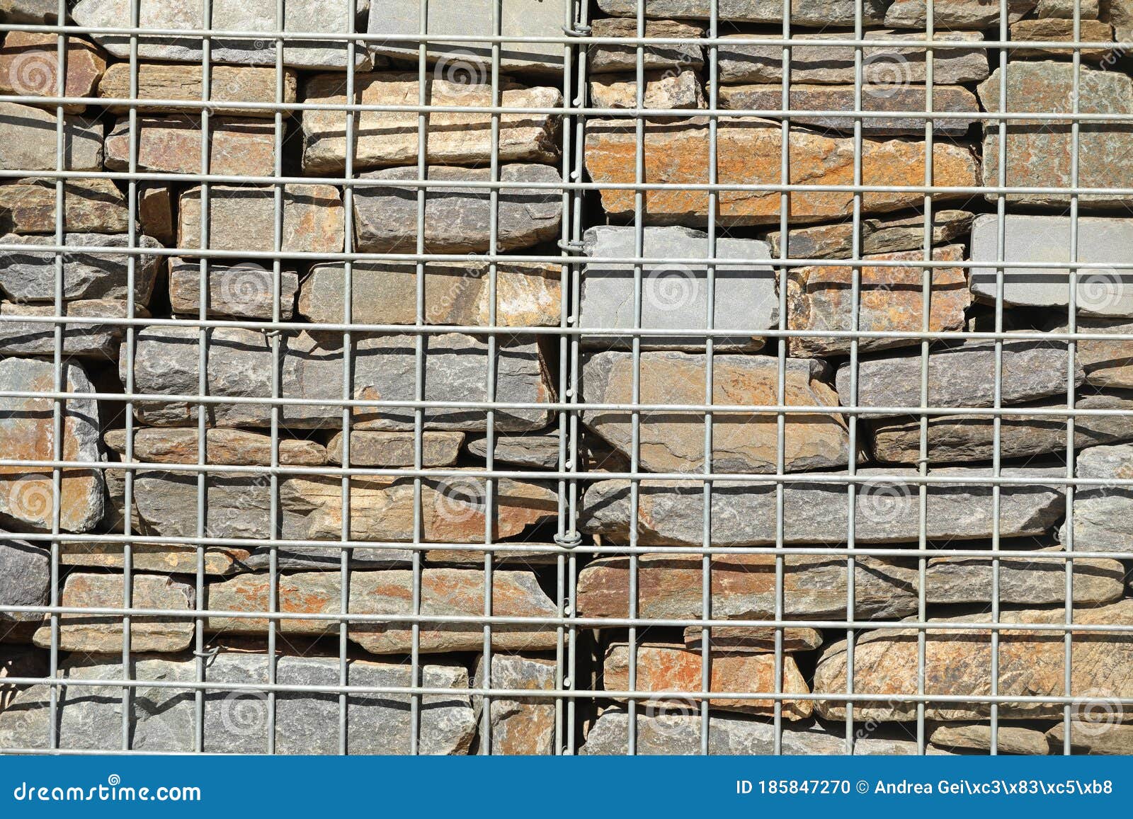 Fence with Gabions and Stones Stock Photo - Image of mesh, demarcation ...