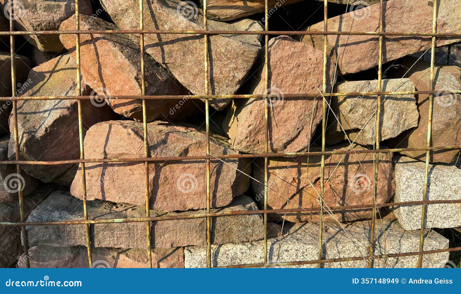 Fence with Gabions and Stones Stock Image - Image of gabions ...